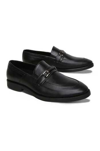 Buy Black Studded Tyrell Buckle Loafers For Men by Mondarro Online at ...