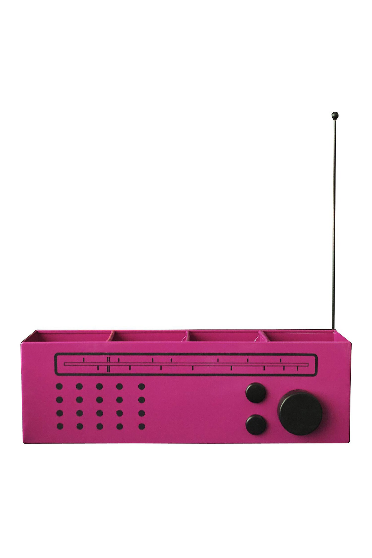 Living With Elan Pink Metal Radio Desk Organizer