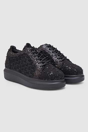 Buy Black Embroidered Pinot Noir Sneakers by Anaar Online at Aza Fashions.