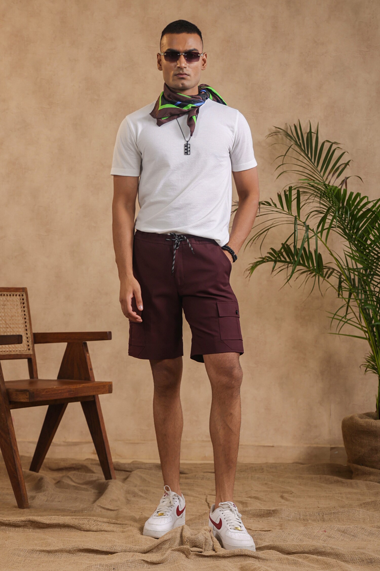 Buy Wine Handcrafted Cargo Shorts For Men by Raw & Rustic by Niti ...