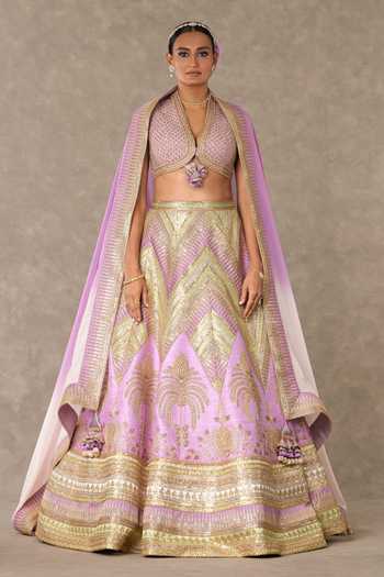 Buy Purple Lehenga And Blouse: Raw Anar Phool Patchwork Embroidered Set ...