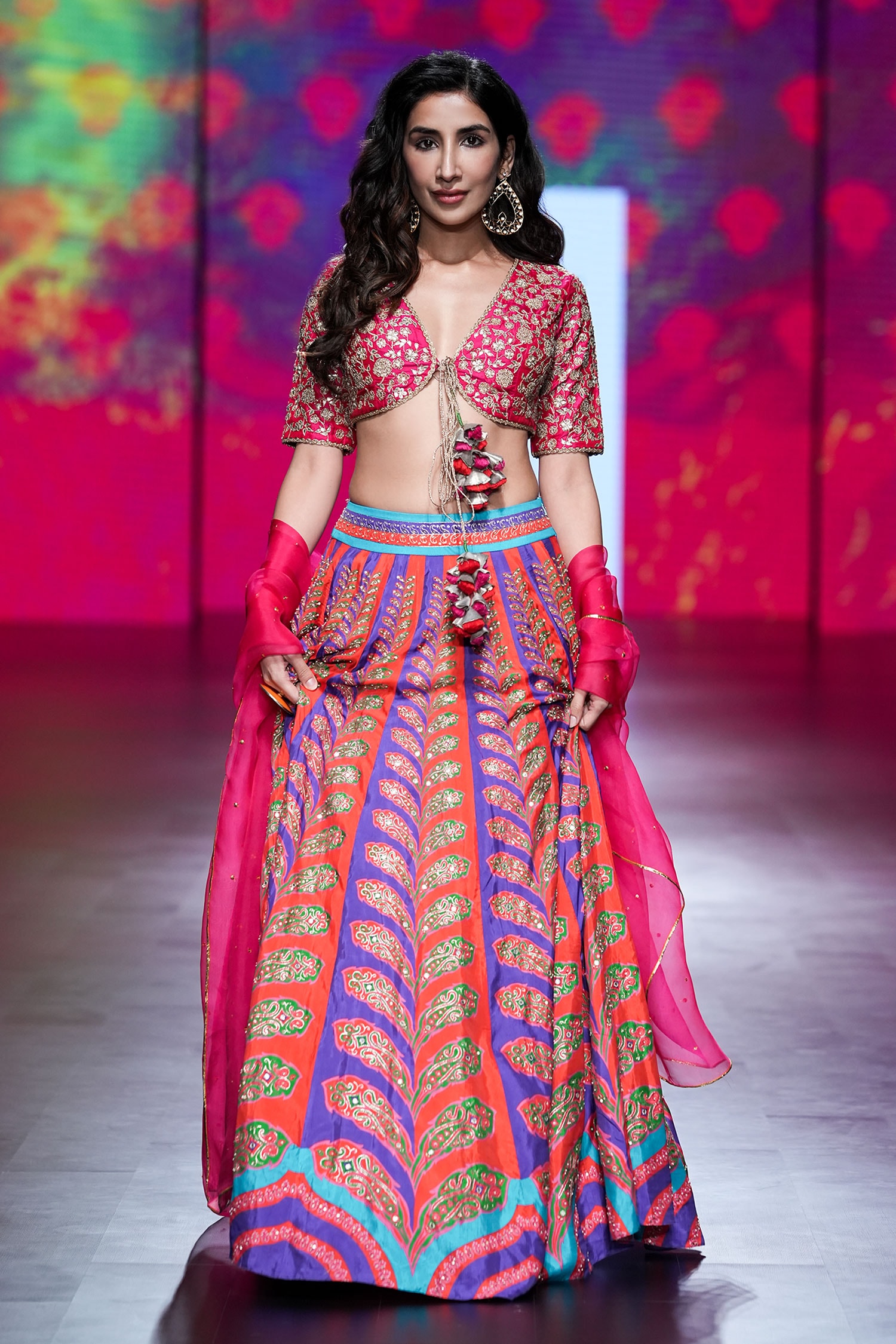 Buy Swati Vijaivargie Multi Color Blouse Panelled Embroidered Lehenga ...