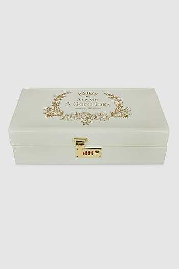 Living With Elan Off White Metal Solid Storage Trunk