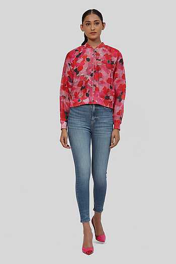 Buy Red Printed Rose Radiance Jacket For Women by Satya Paul Online at ...
