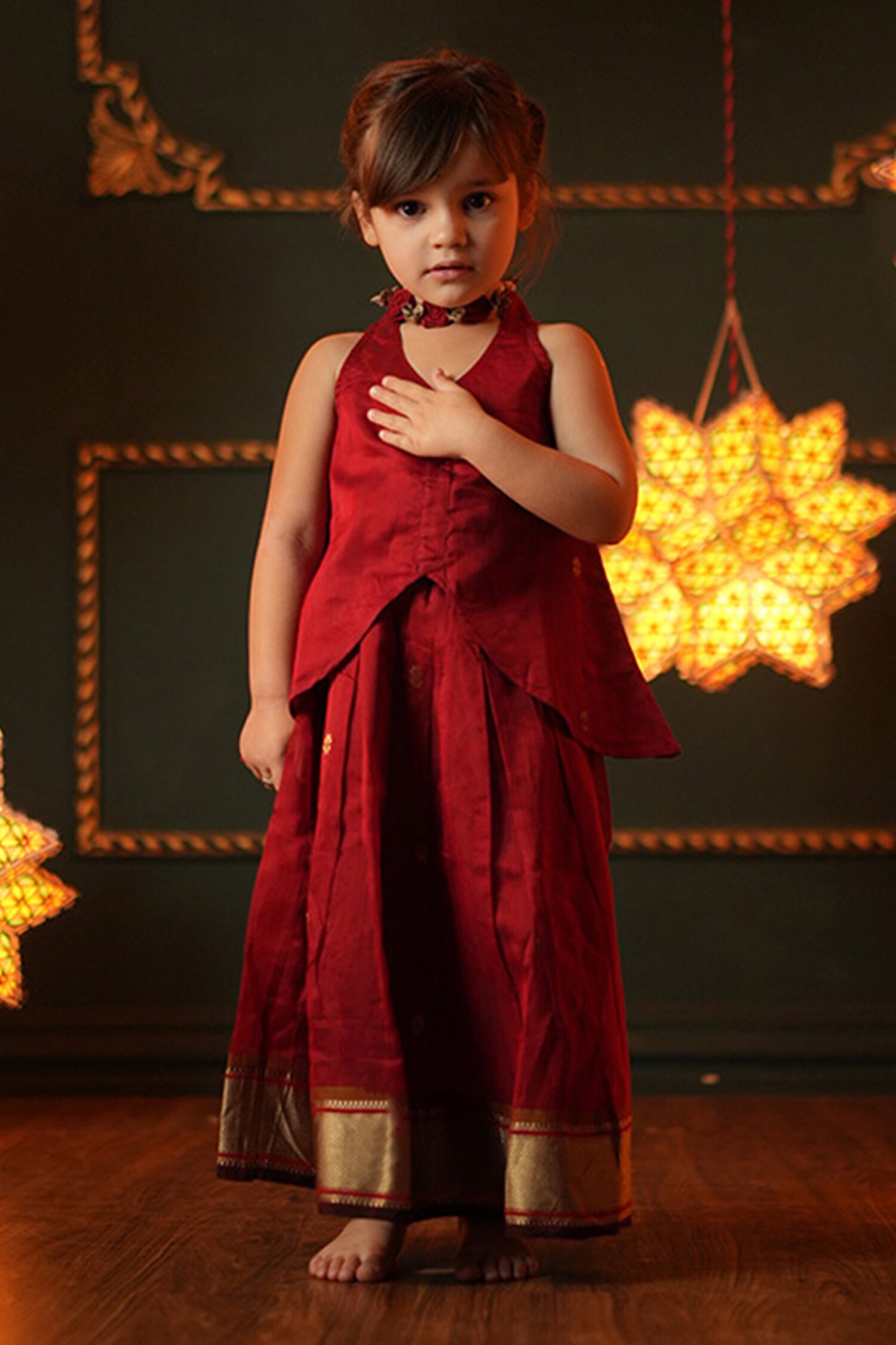 Buy Love The World Today Red Rukmini Floral Butti Lehenga With ...