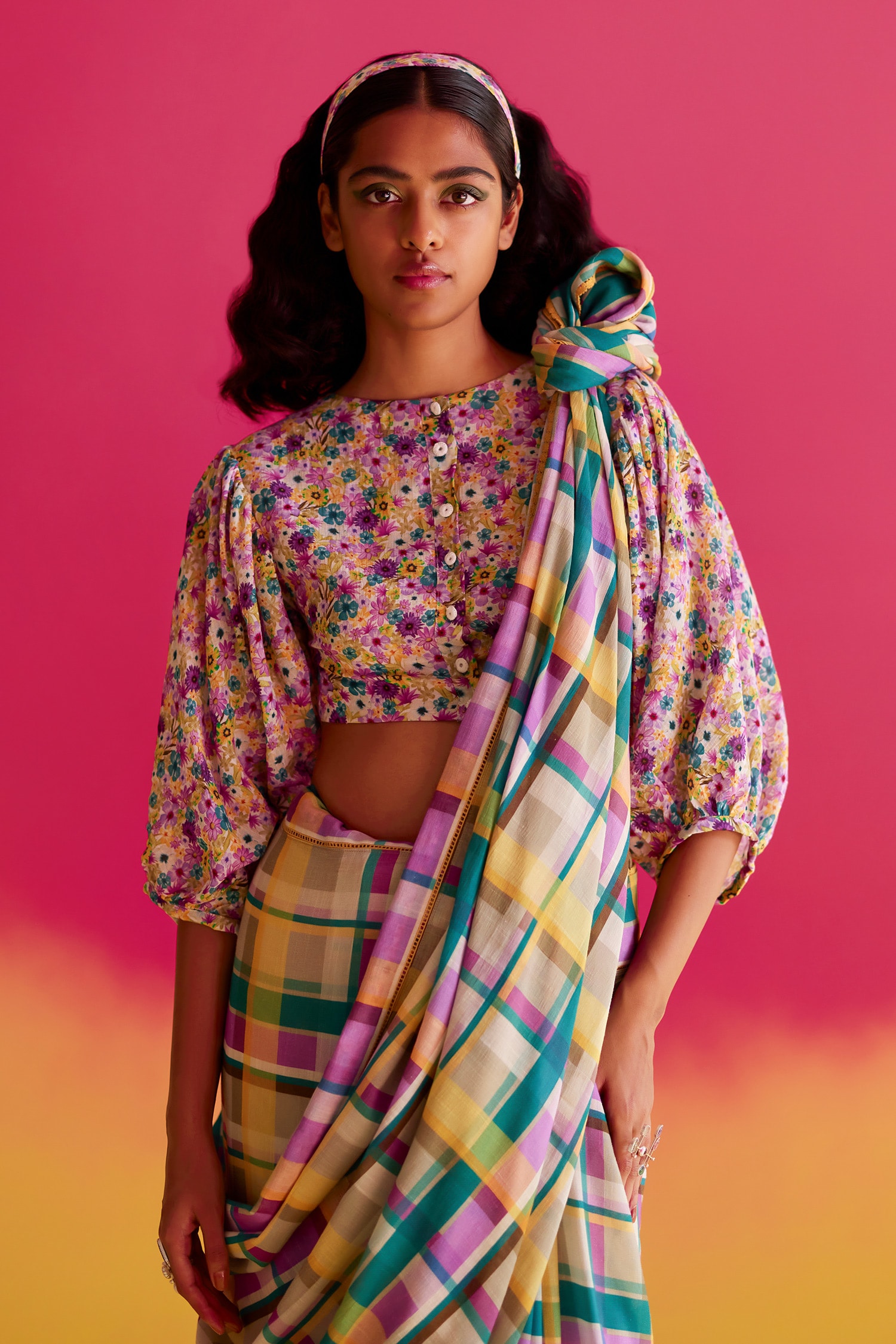 Buy Uri by Mrunalini Rao Blue Organic Fabric Peppermint Kimono Sleeve ...