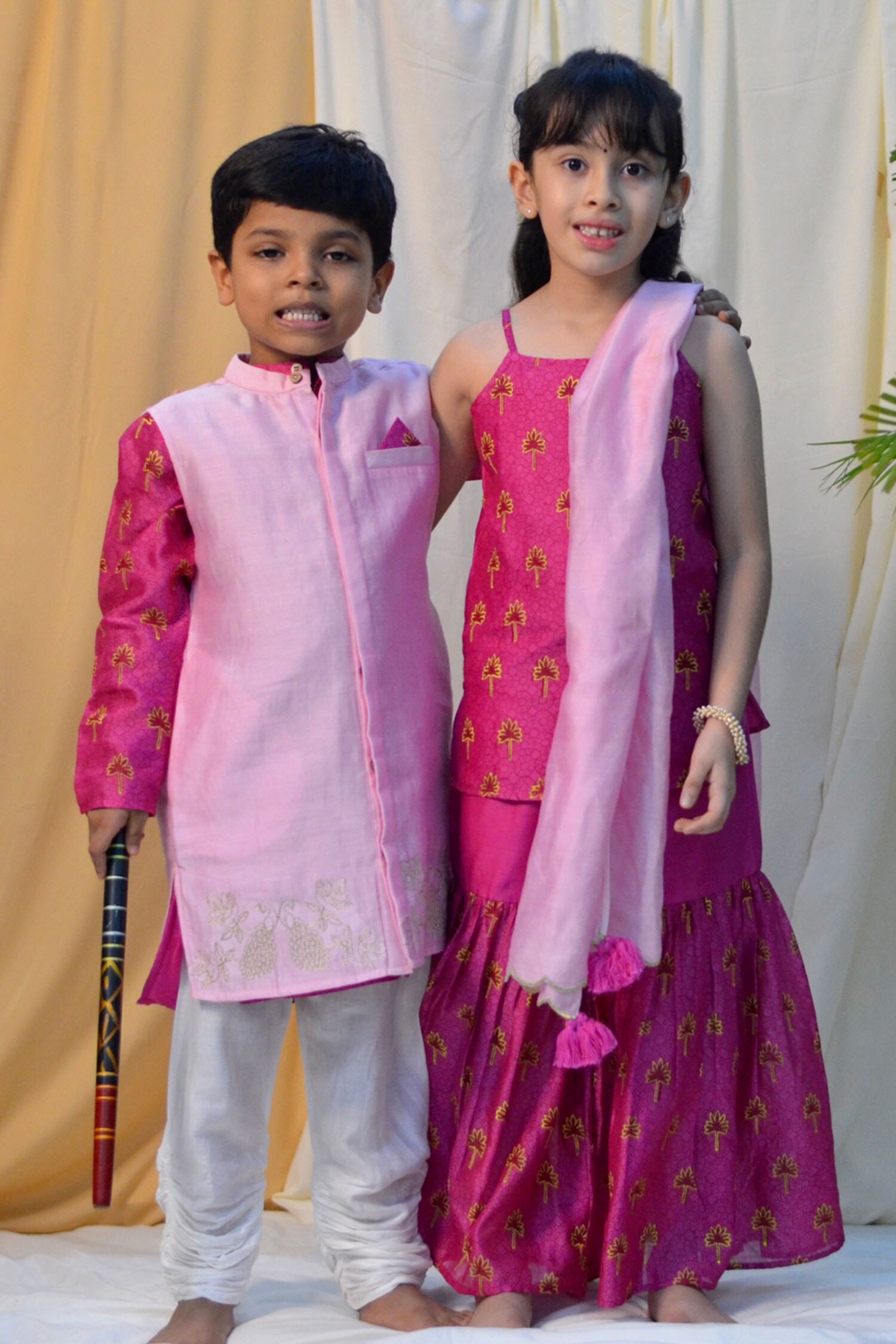 Buy Miko Lolo Pink Printed Kurta Sharara Set For Girls Online | Aza ...