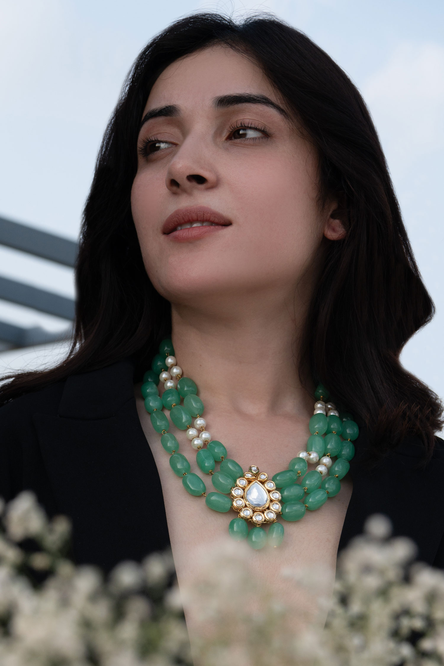 Buy Do Taara Kundan Embellished Bead Long Necklace Online | Aza Fashions