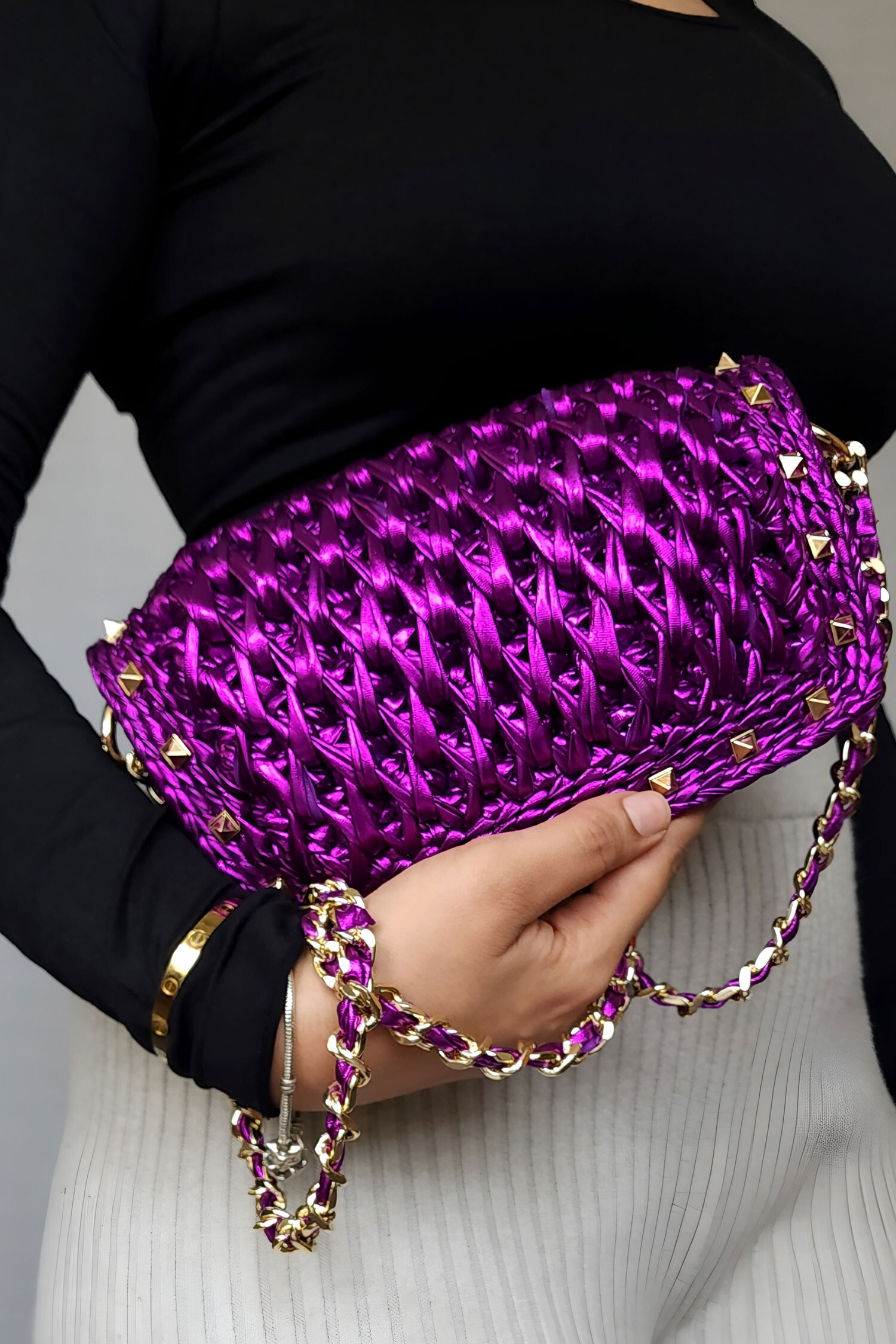 Buy Stushè Telly Metallic Embellished Bag Online | Aza Fashions