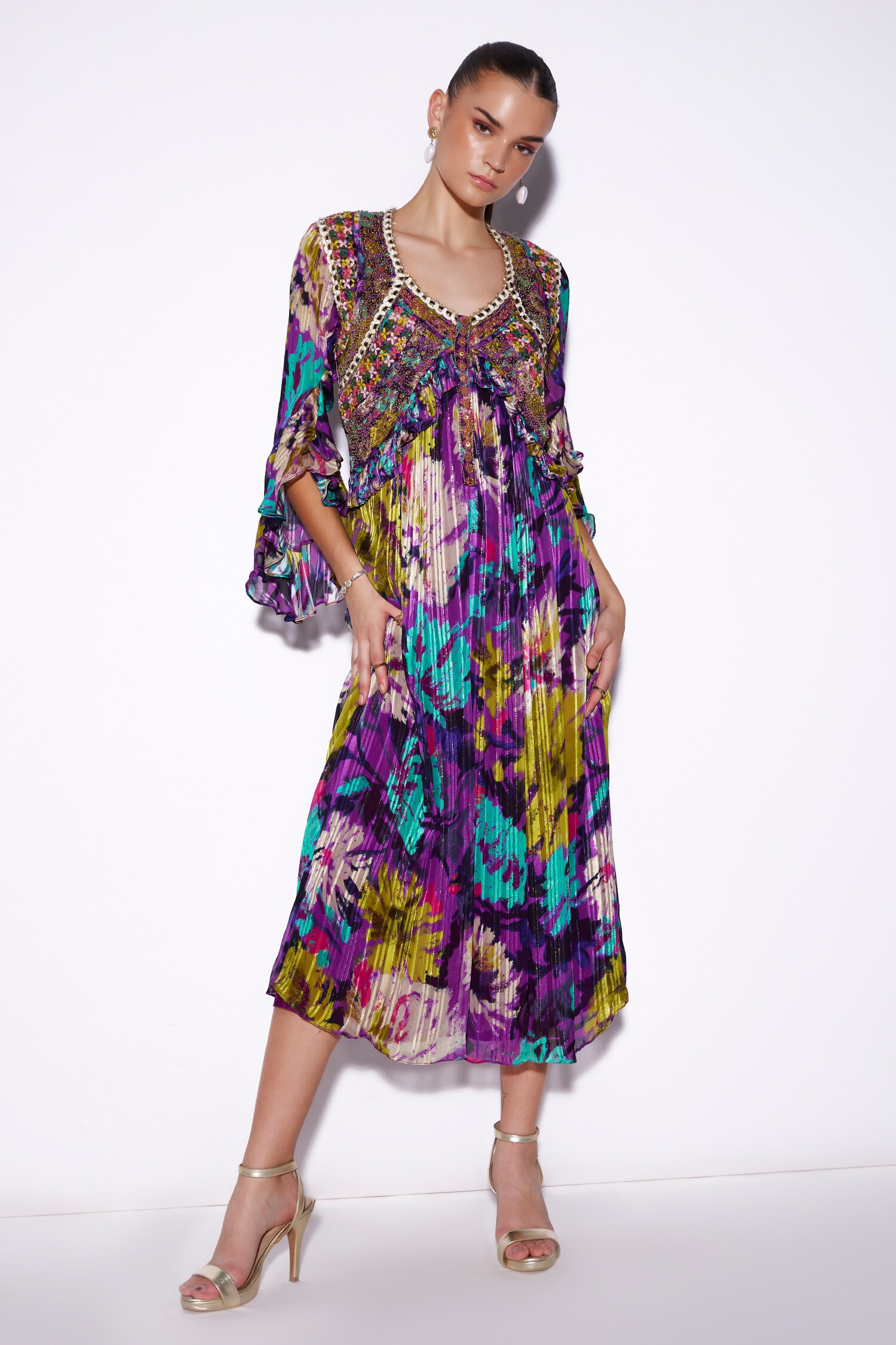 Buy Verb by Pallavi Singhee Purple Viscose Chiffon Abstract Color ...