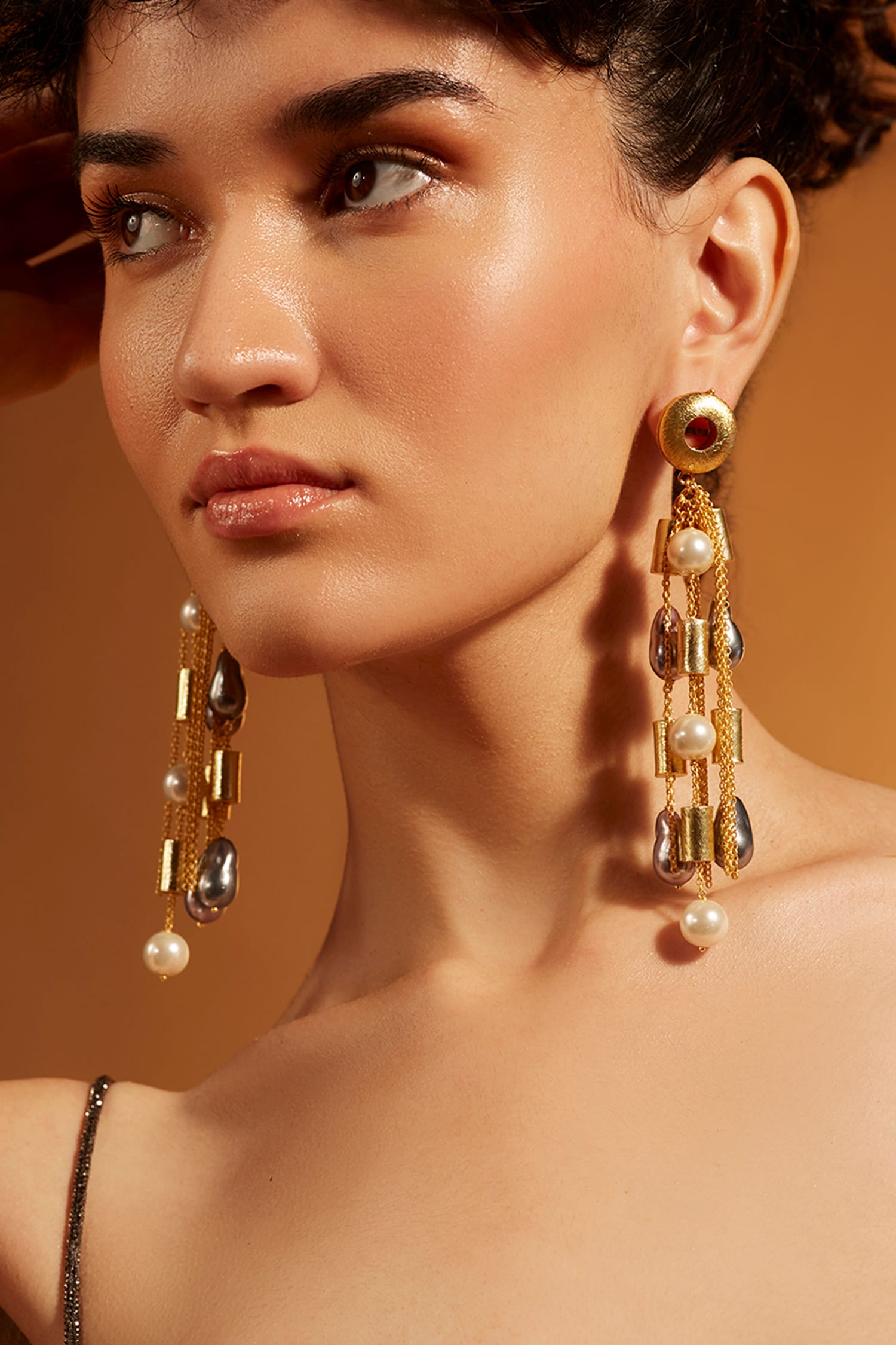 Buy Gold Plated Pearl Embellished Shower Drop Earrings by joules by ...