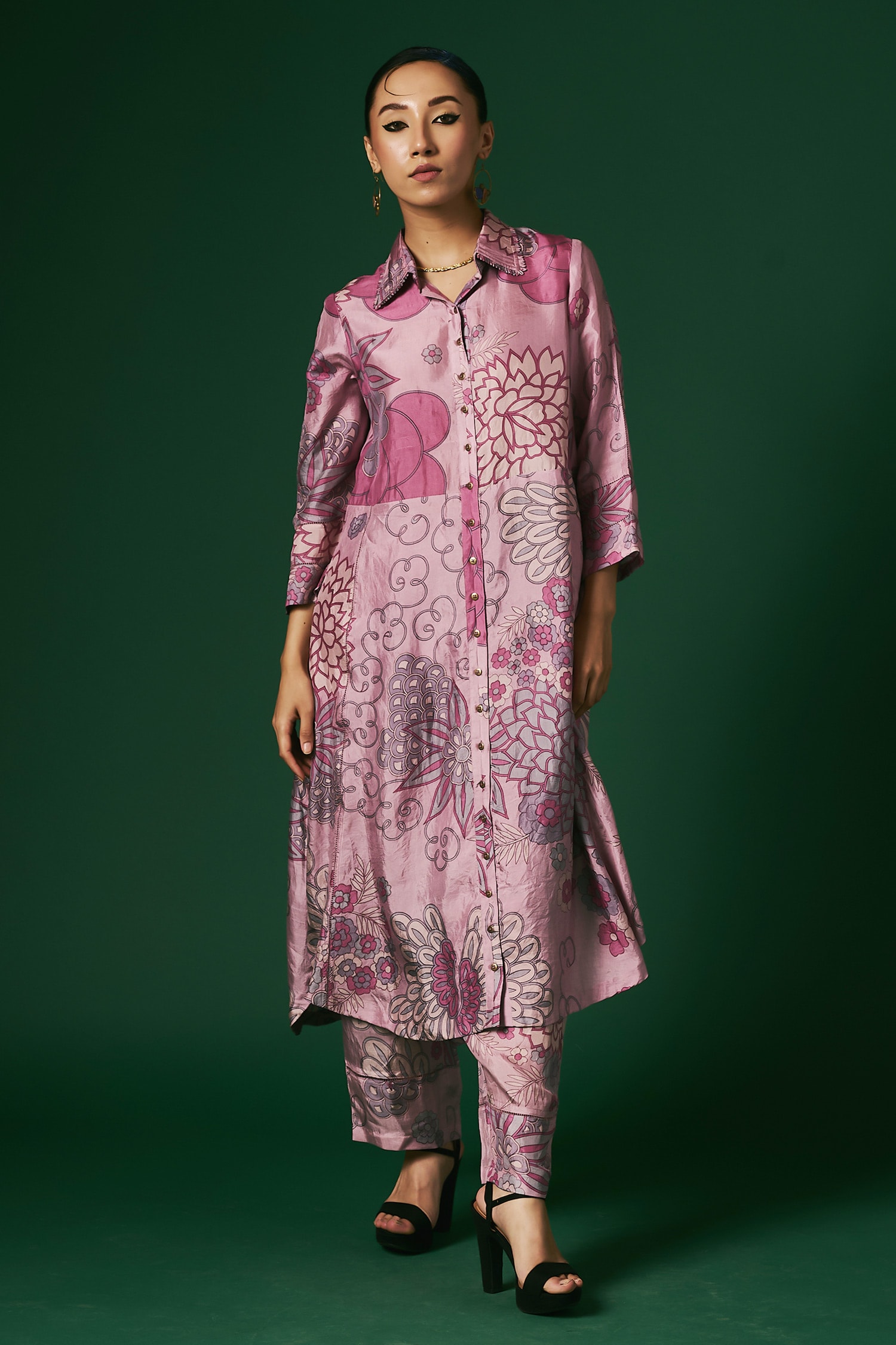 Buy Purple Woven Mulberry Silk Cosmos Kurta And Pant Set For Women by ...