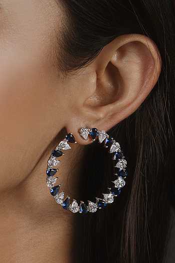 Buy Blue Semi Precious Stone And Imported Cubic Zirconia Embellished ...