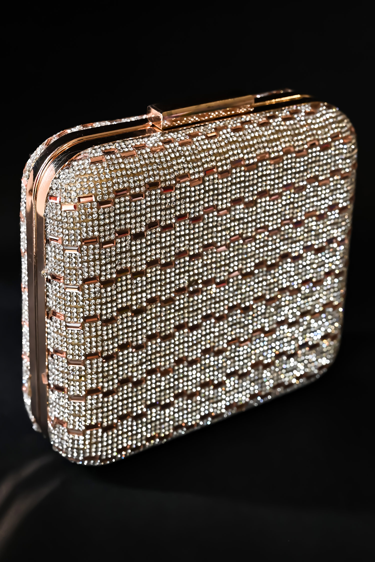 Buy Gold Rhinestones Stair Embellished Clutch by Alor Bags Online at ...