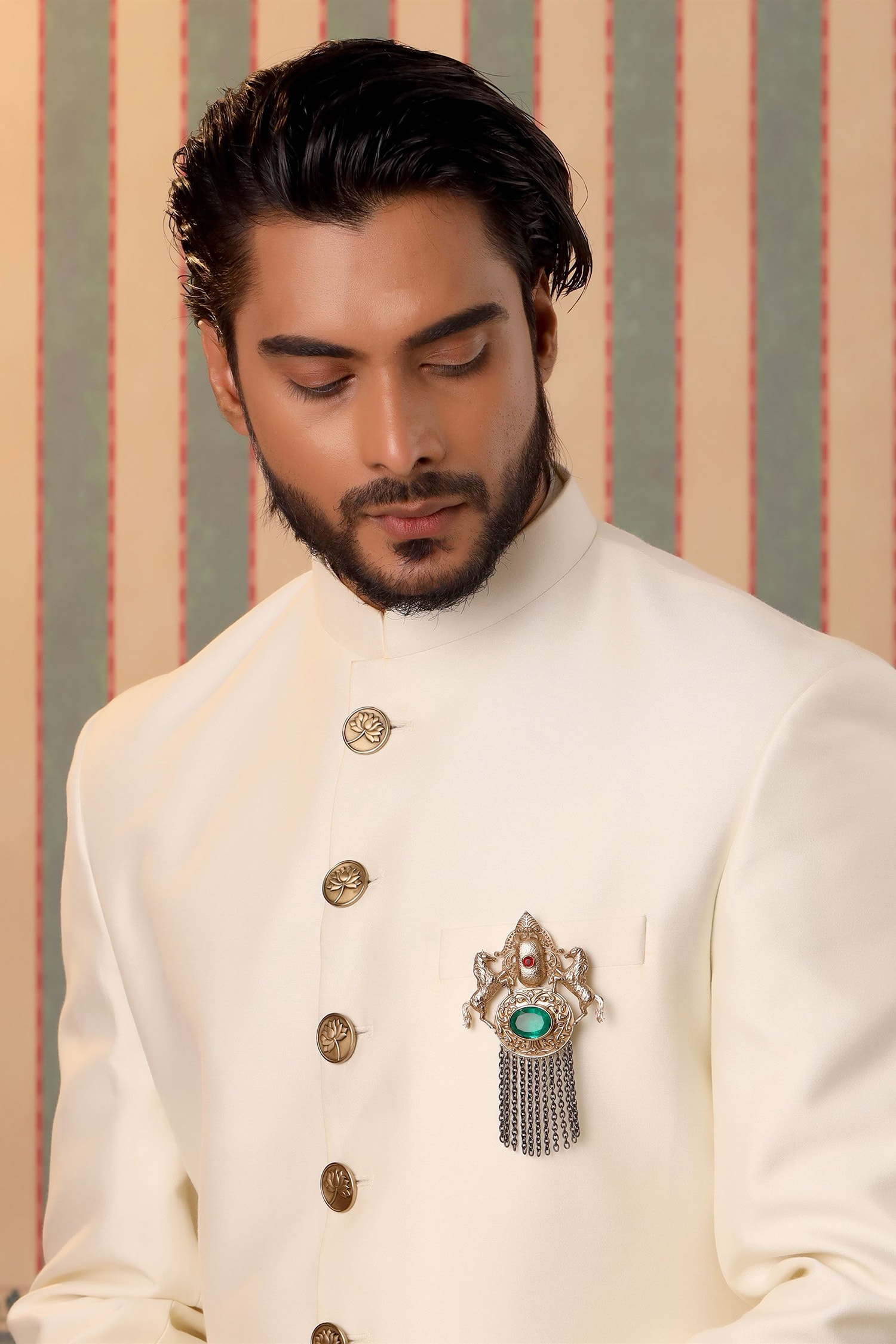 Buy Gold Sawaar-e-noor Embellished Brooch by Cosa Nostraa Online at Aza Fashions.