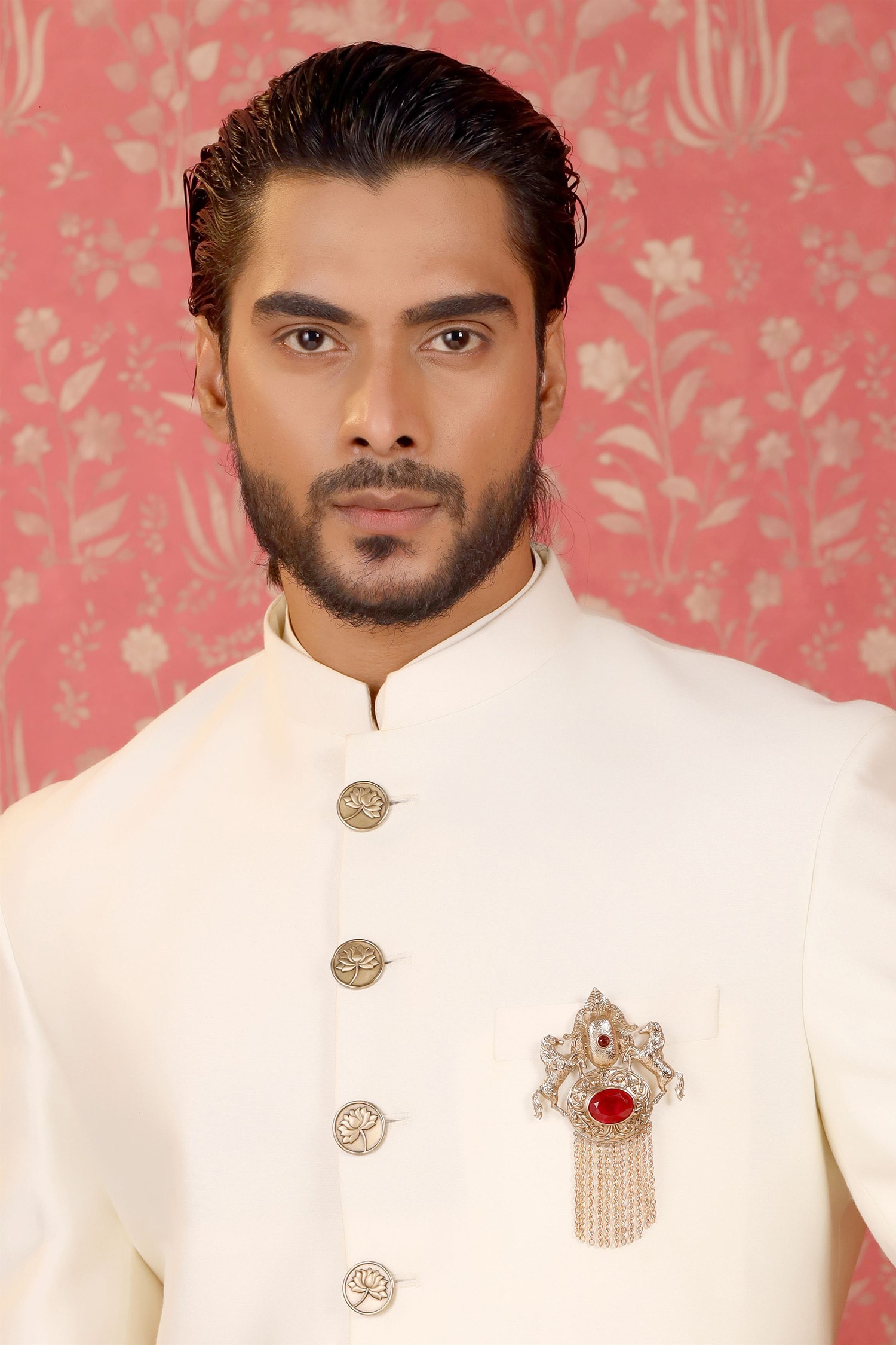 Buy Gold Sawaar-e-noor Glass Stone Embellished Brooch by Cosa Nostraa Online at Aza Fashions.