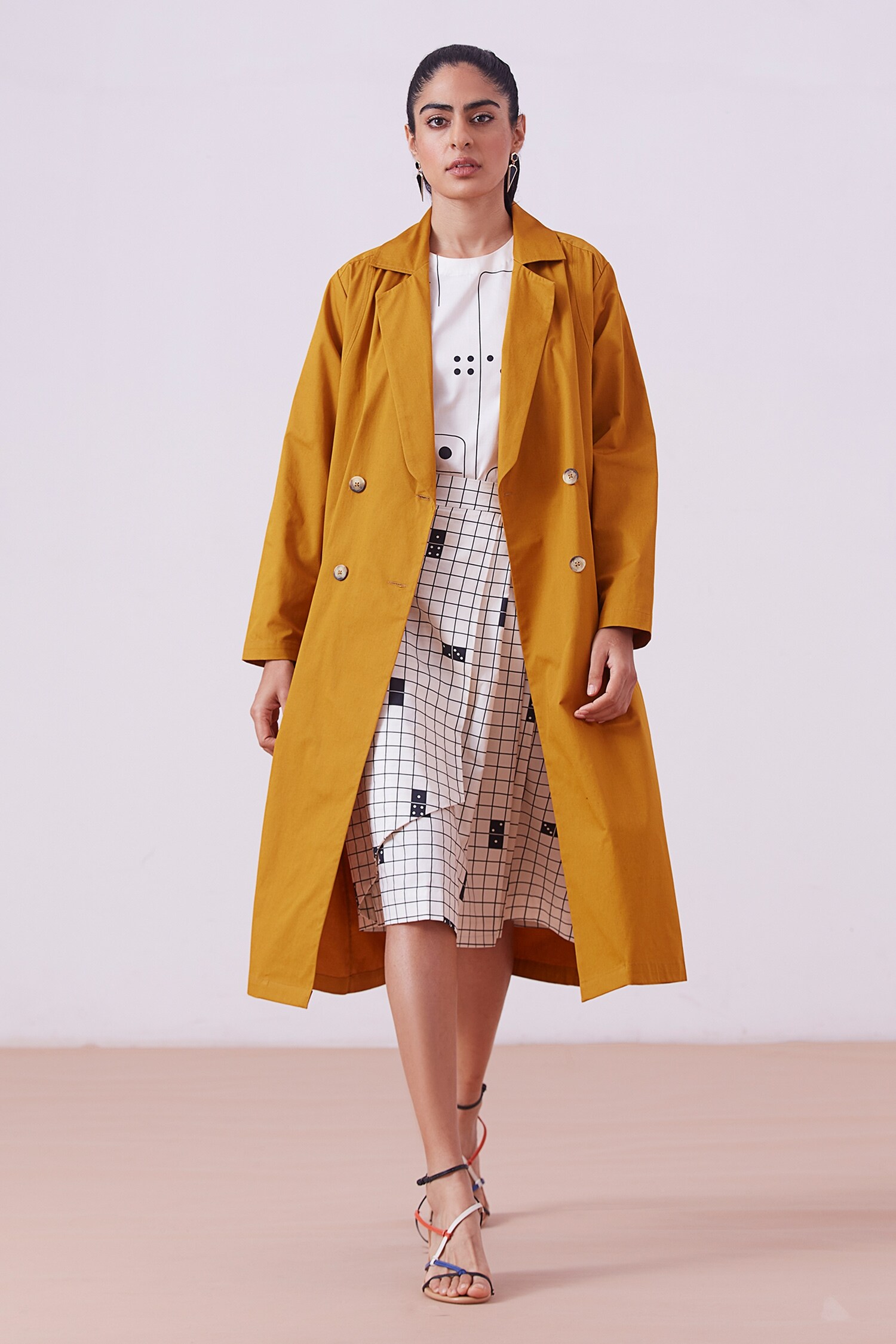 Buy The Summer House Yellow Organic Cotton Twill Jana Lapel Collar ...