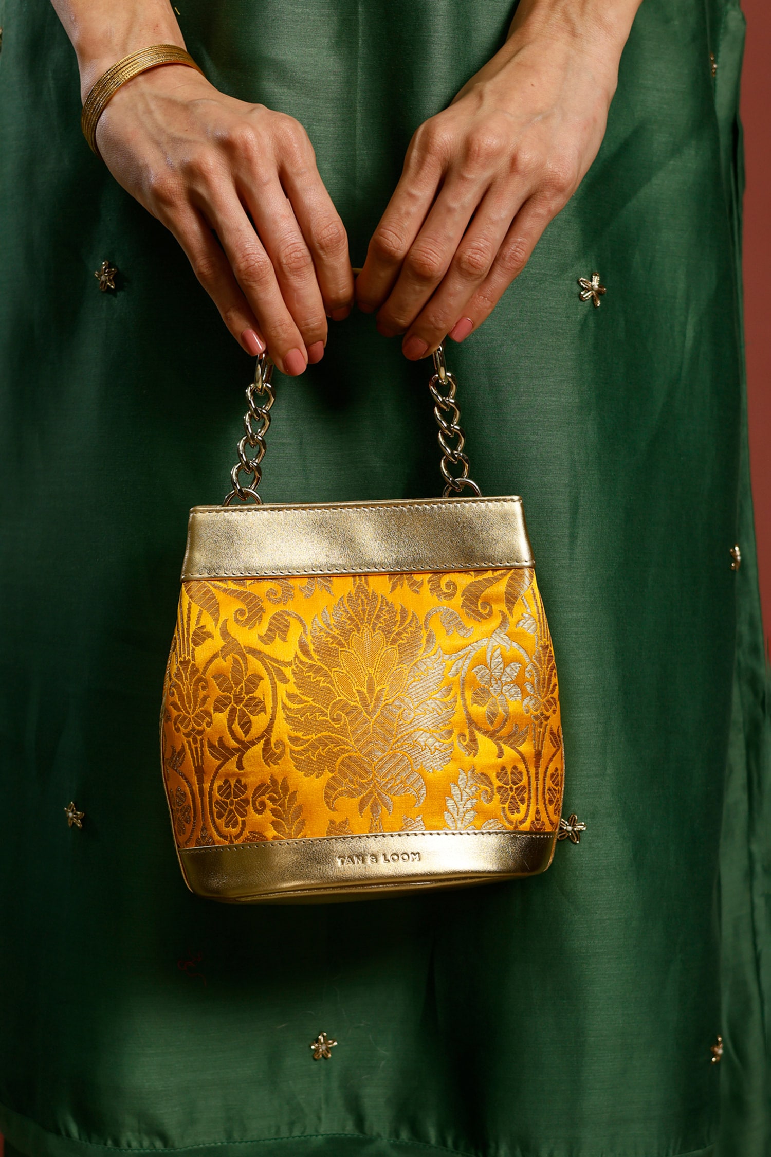 Buy Yellow Floral Rani Floret Pattern Potli Bag by Tan & Loom Online at ...