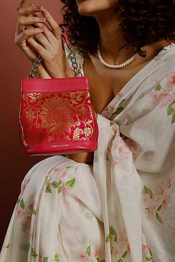 Buy Pink Floral Rani Woven Pattern Potli Bag by Tan & Loom Online at ...