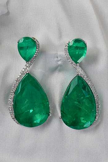 Buy Green Zirconia Doublet Tear Drop Shaped Earrings by Studio6 Jewels ...