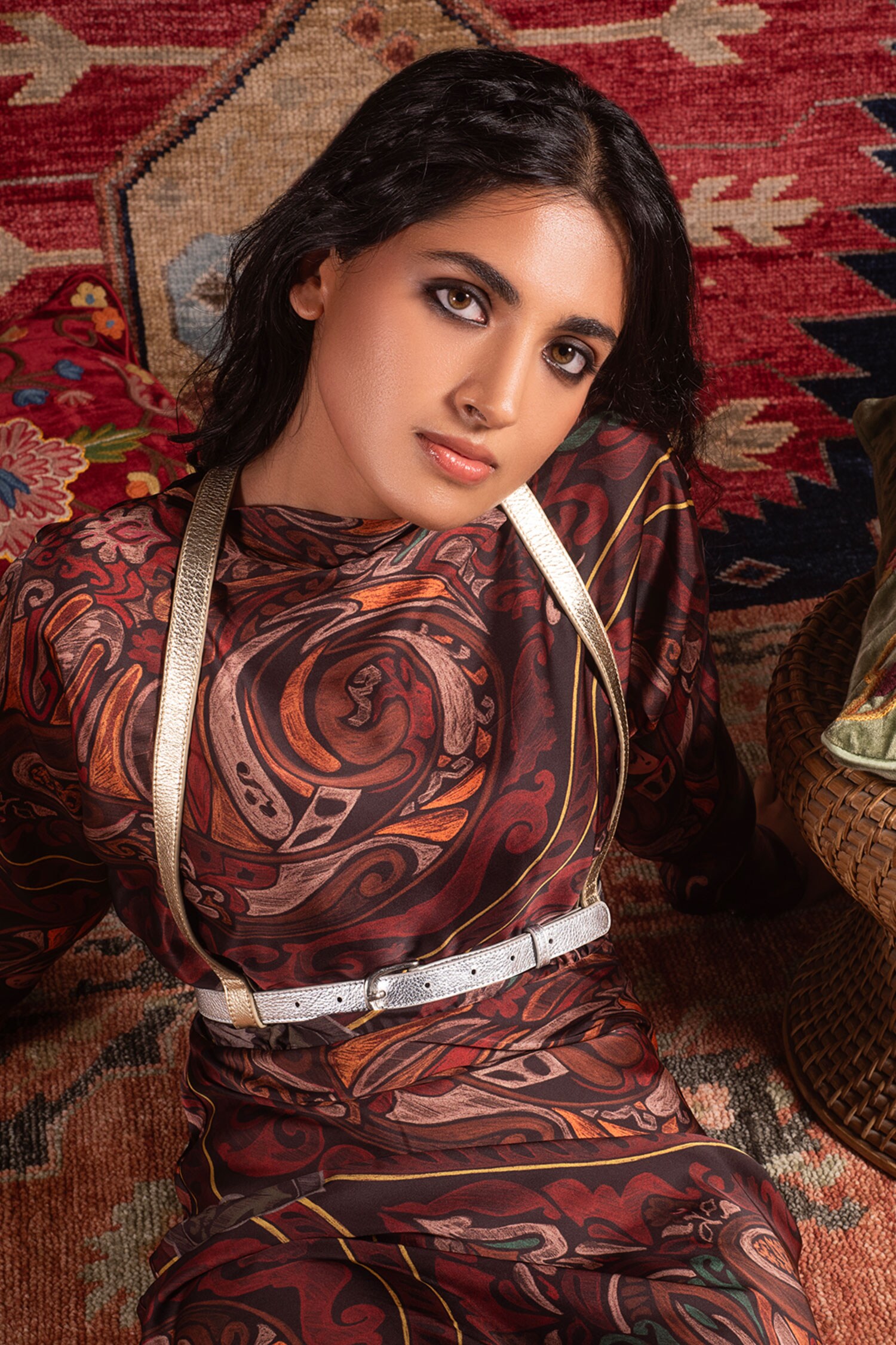 Buy Gold Textured Liberated Metallic Body Belt by And Also Online at ...