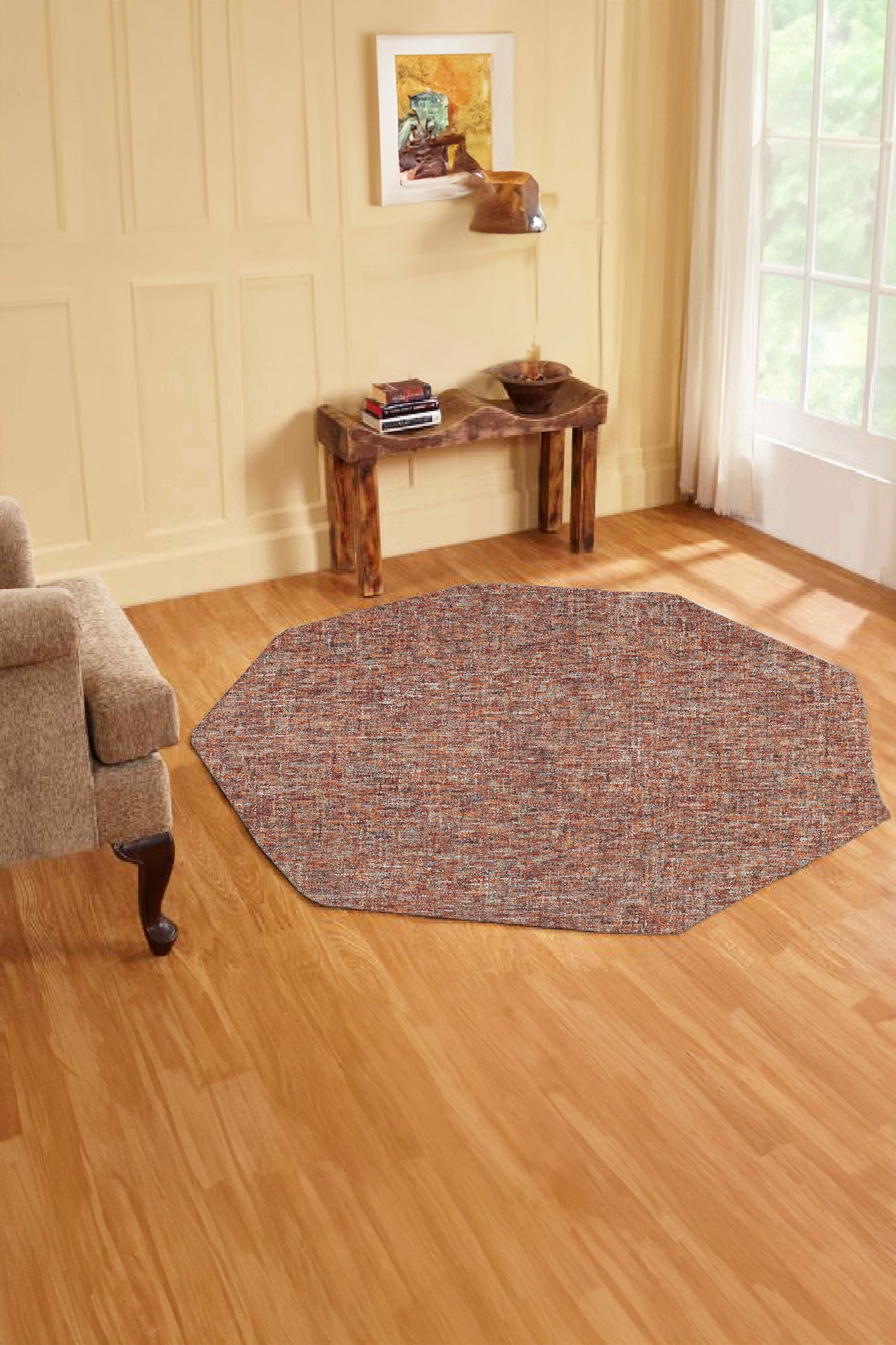 Buy Red 80% Wool Octagon Shaped Hand Tufted Rug by Kaleen India Online ...