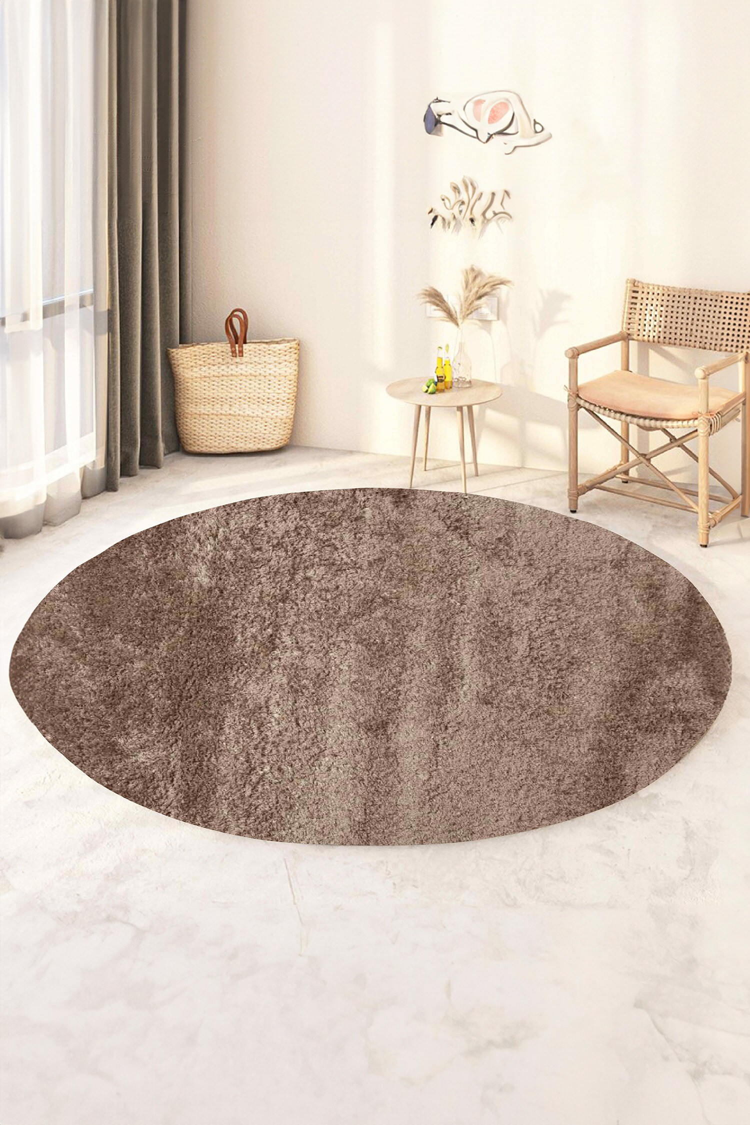Buy Brown 100% Polyester Hand Tufted Solid Round Rug by Kaleen India ...