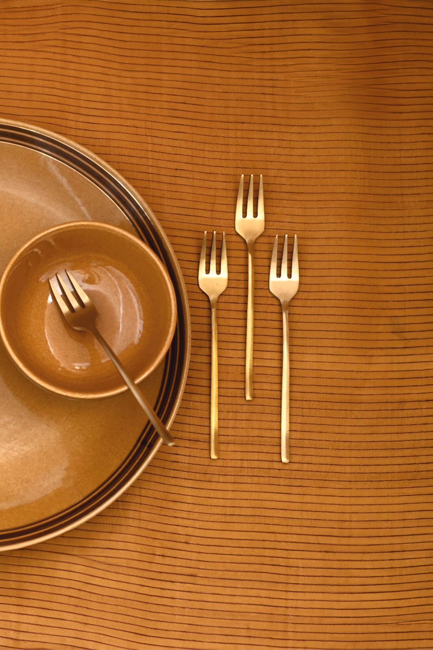 COURTYARD Gold Brass Mryda Dessert Forks - 4 Pcs