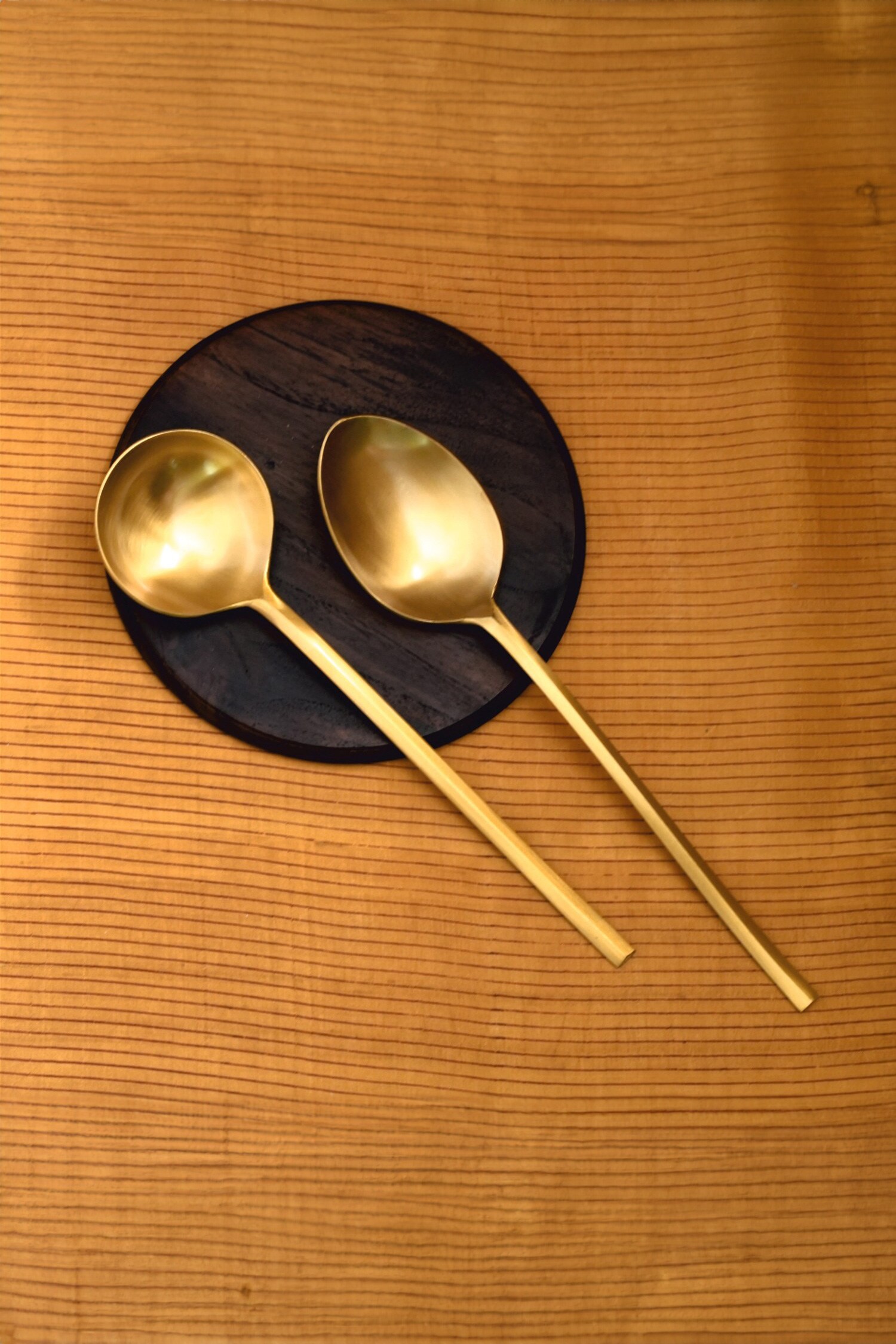 Buy Gold Brass Mryda Veg Serving Laddles - Set Of 2 by COURTYARD Online ...