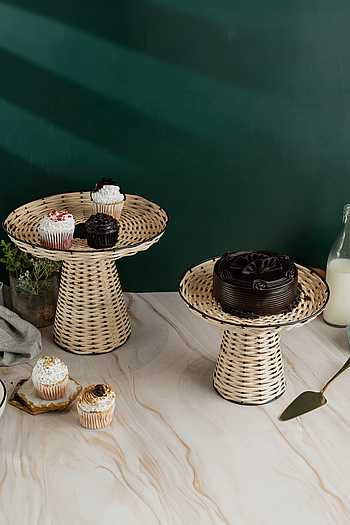 The Modern Storey Brown Ratten Wire Handcrafted Cake Stand Set