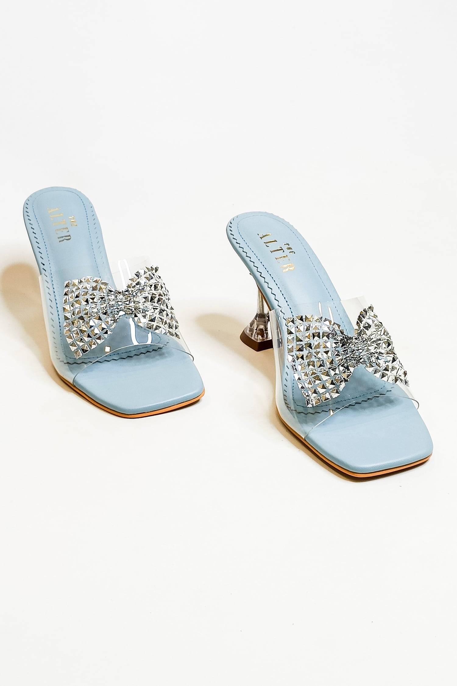 Buy Blue Stud Embellished Blair Pyramid Heels by THE ALTER Online at ...