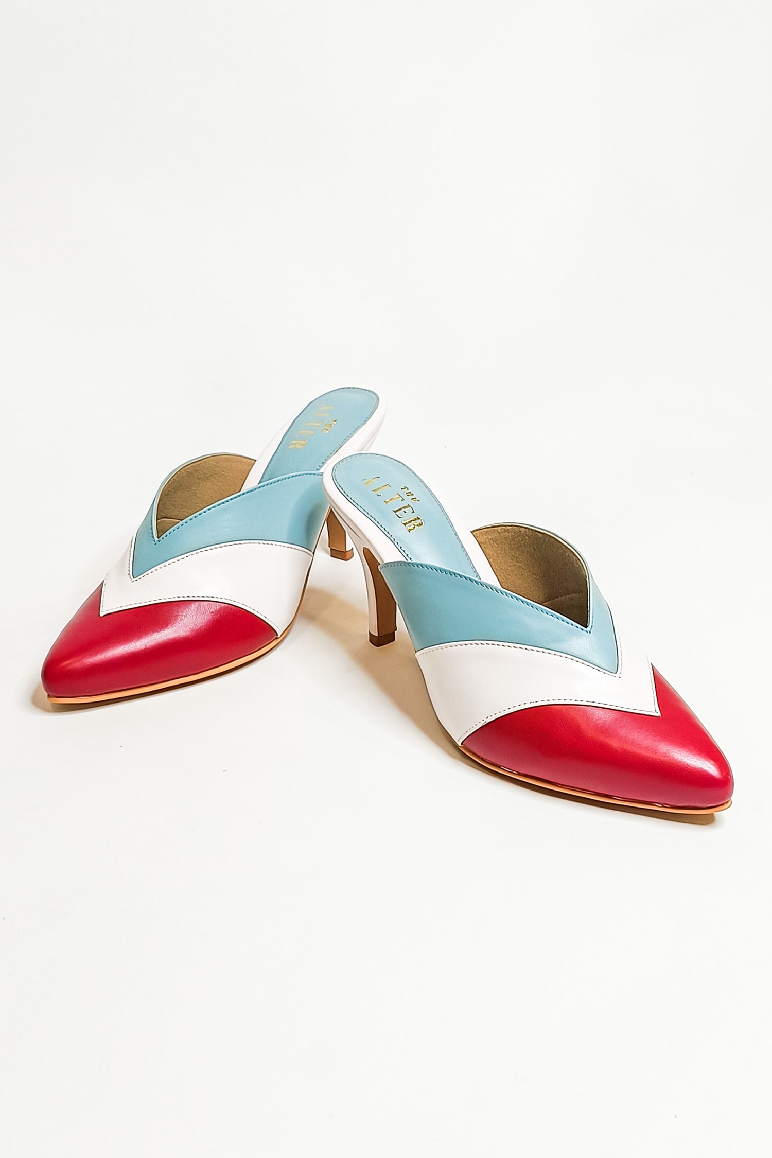 Buy White Plain Veronica Color Block Mules by THE ALTER Online at Aza ...