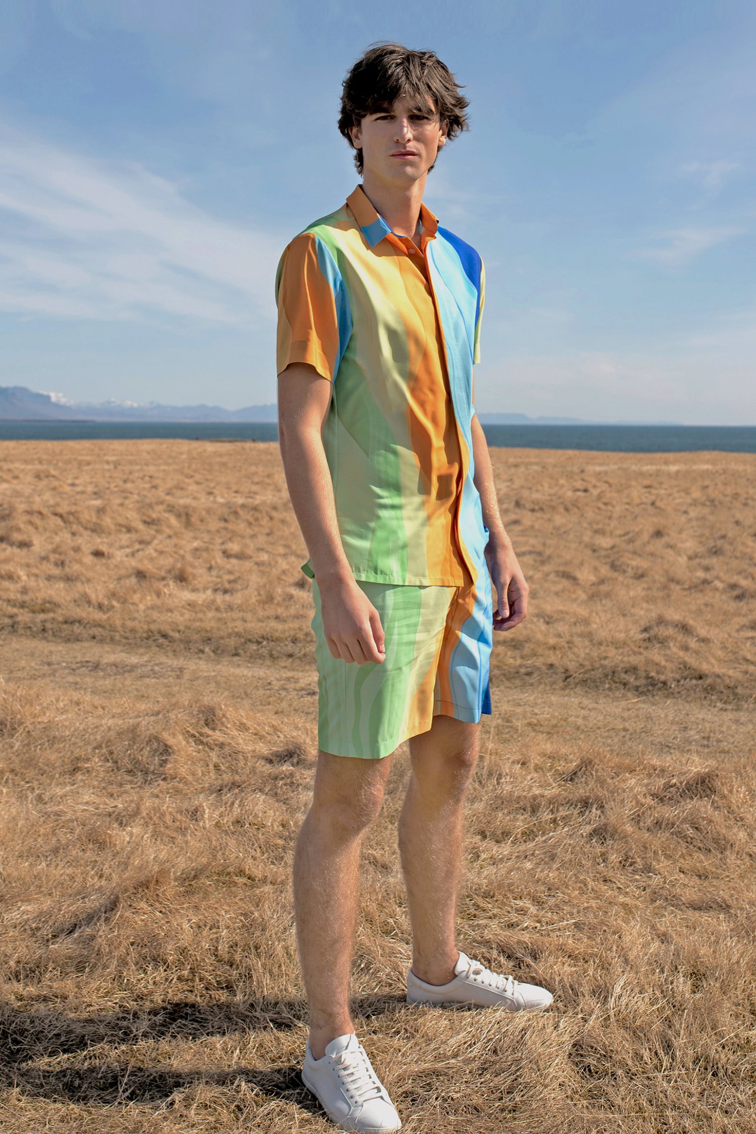 Buy Multi Color Recycled Polyester Hand Painted Shorts For Men by Dash ...