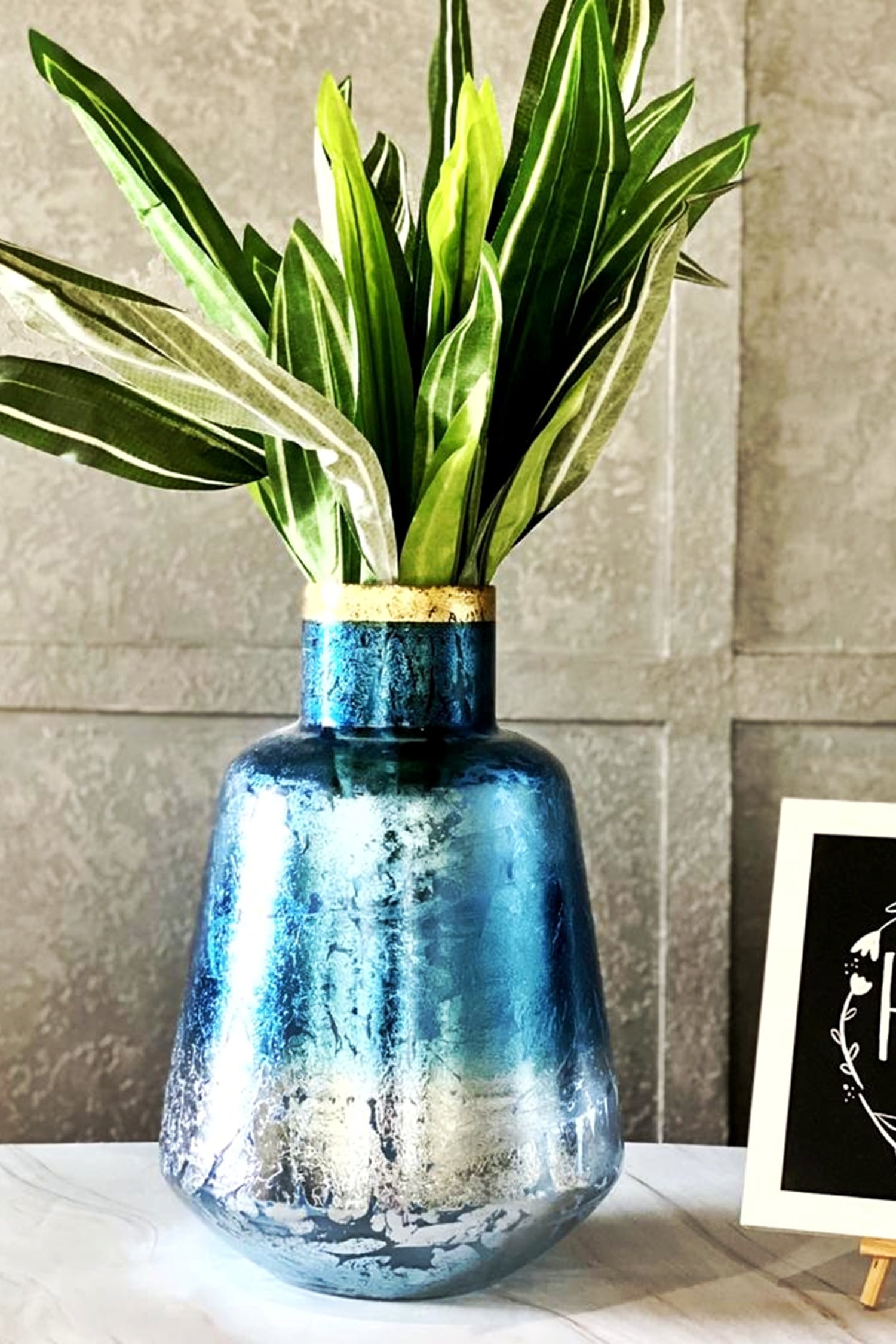 The Modern Storey Blue Glass Metallic Vase
