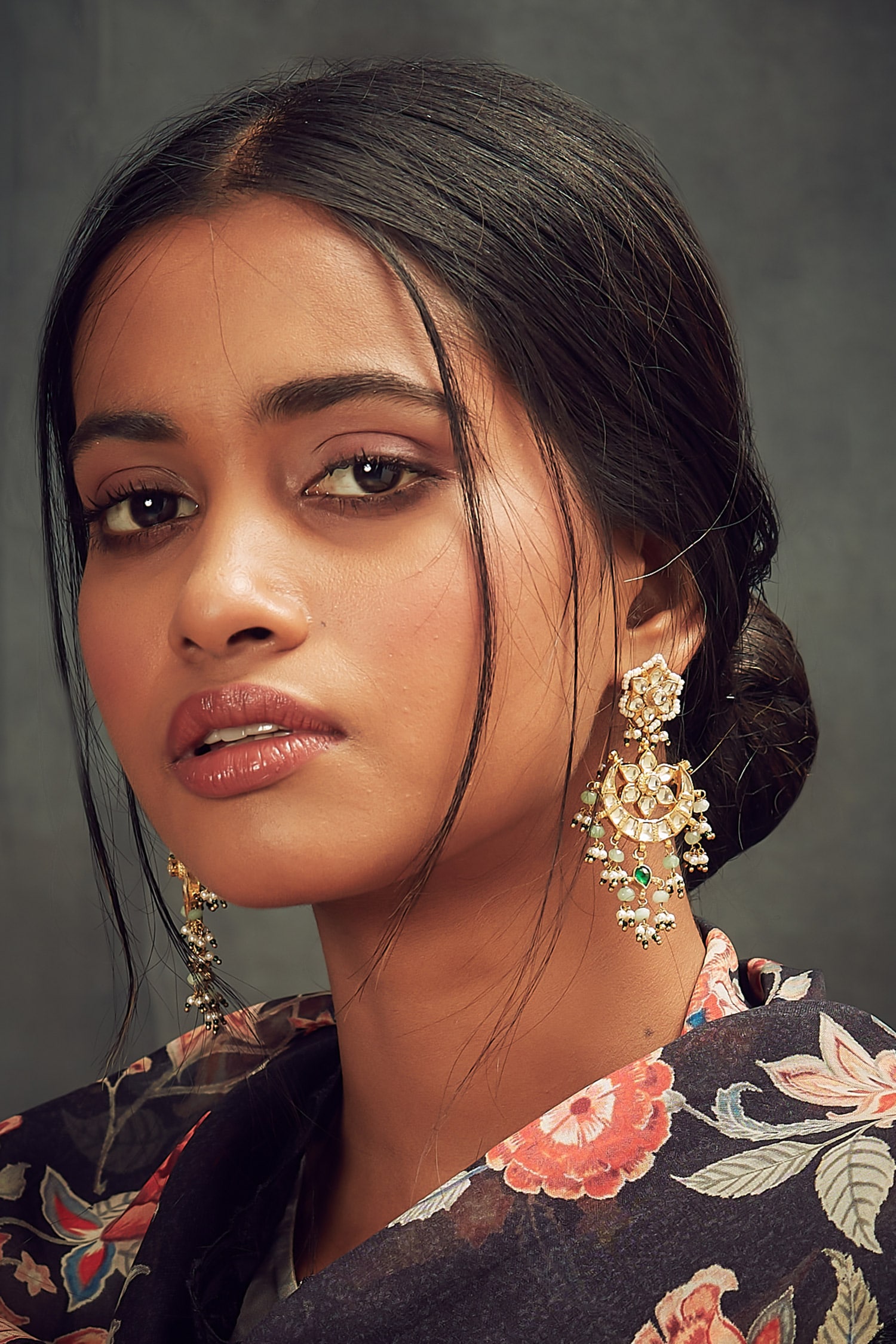 Buy Green Embellished Floral Shaped Earrings by MAISARA JEWELRY Online ...