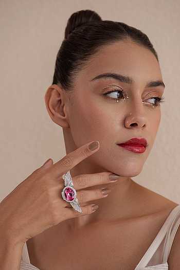 Buy Silver Plated Swarovski Stone Embellished Angel Wings Ring by ...