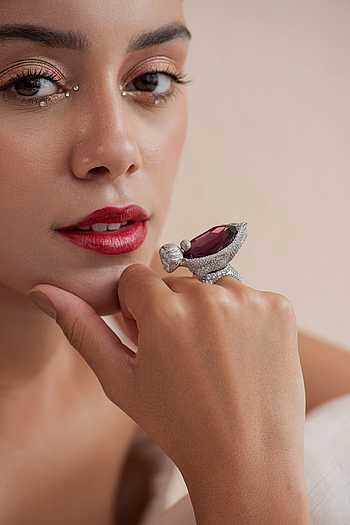 Buy Silver Plated Swarovski Stone Embellished Figure Ring by Opalina ...