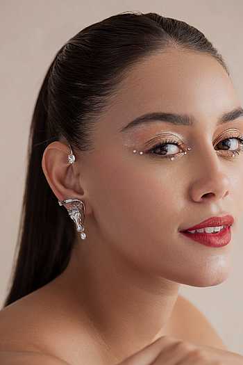 Buy Silver Plated Carved Work And Swarovski Stone Embellished Horse Ear ...
