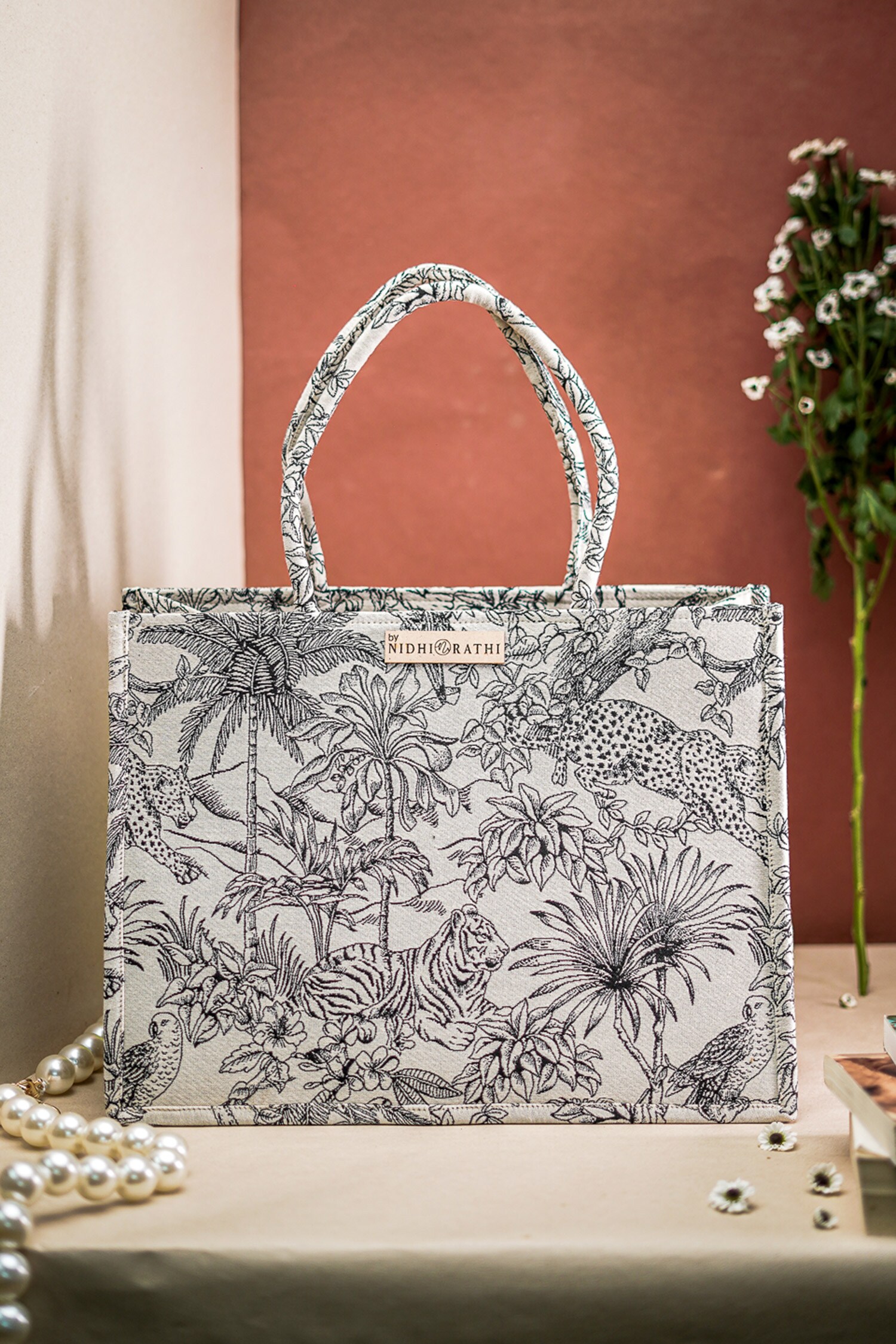 Buy White Floral And Animal Print Handbag by NR BY NIDHI RATHI Online ...