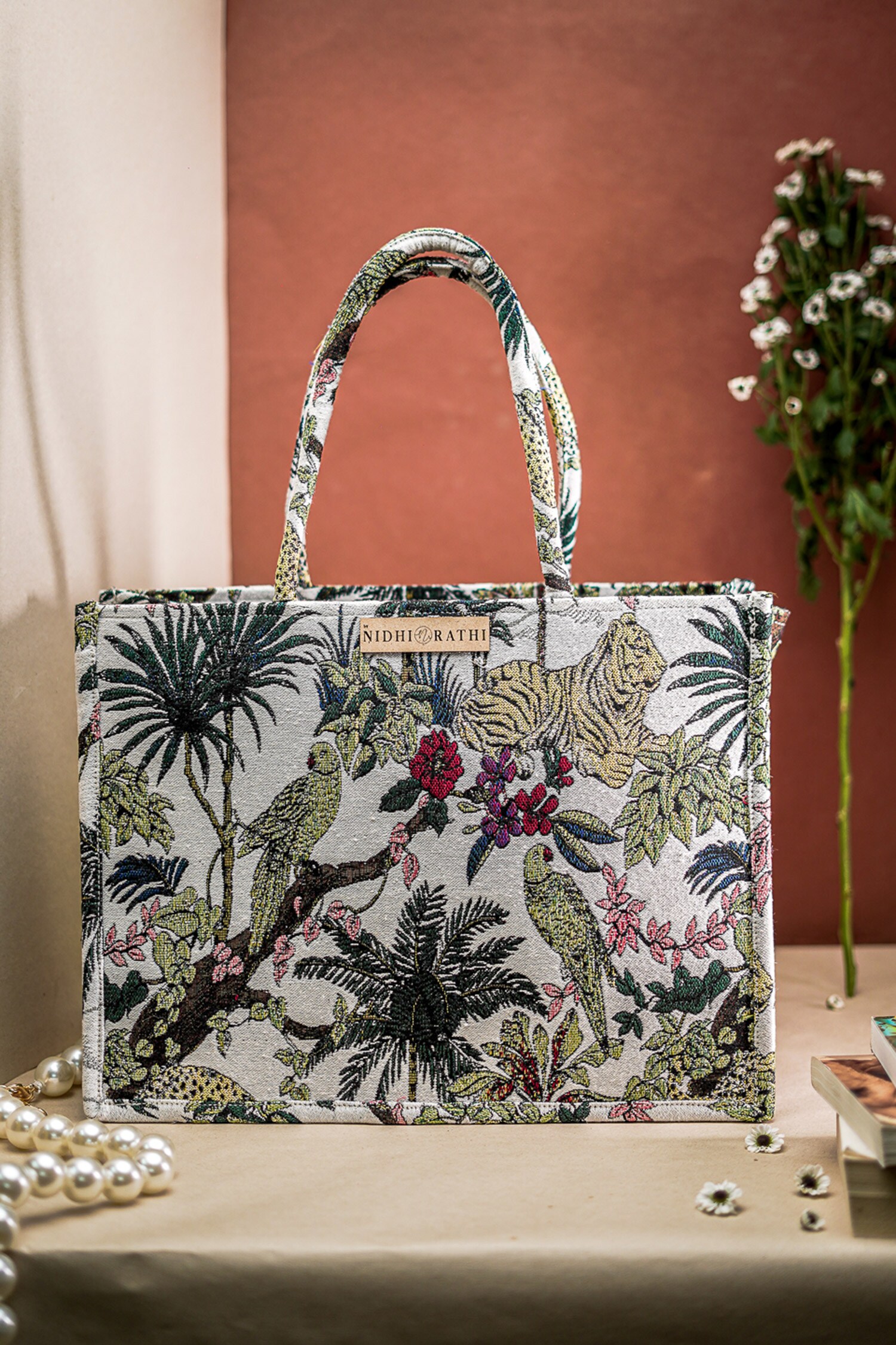 Buy White Floral Animal And Print Handbag by NR BY NIDHI RATHI Online ...