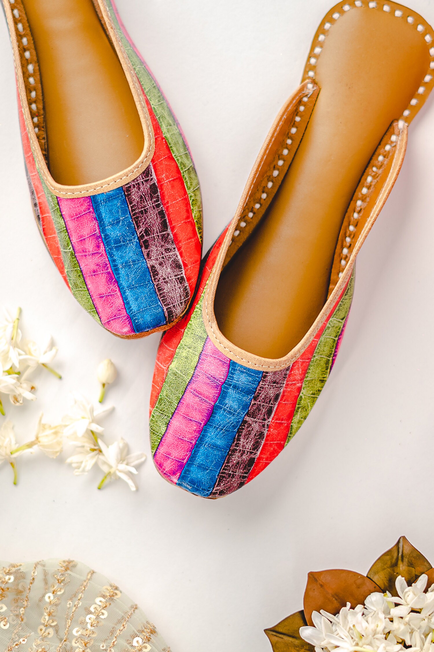 Buy Multi Color Plain Block Pattern Juttis by NR BY NIDHI RATHI Online ...
