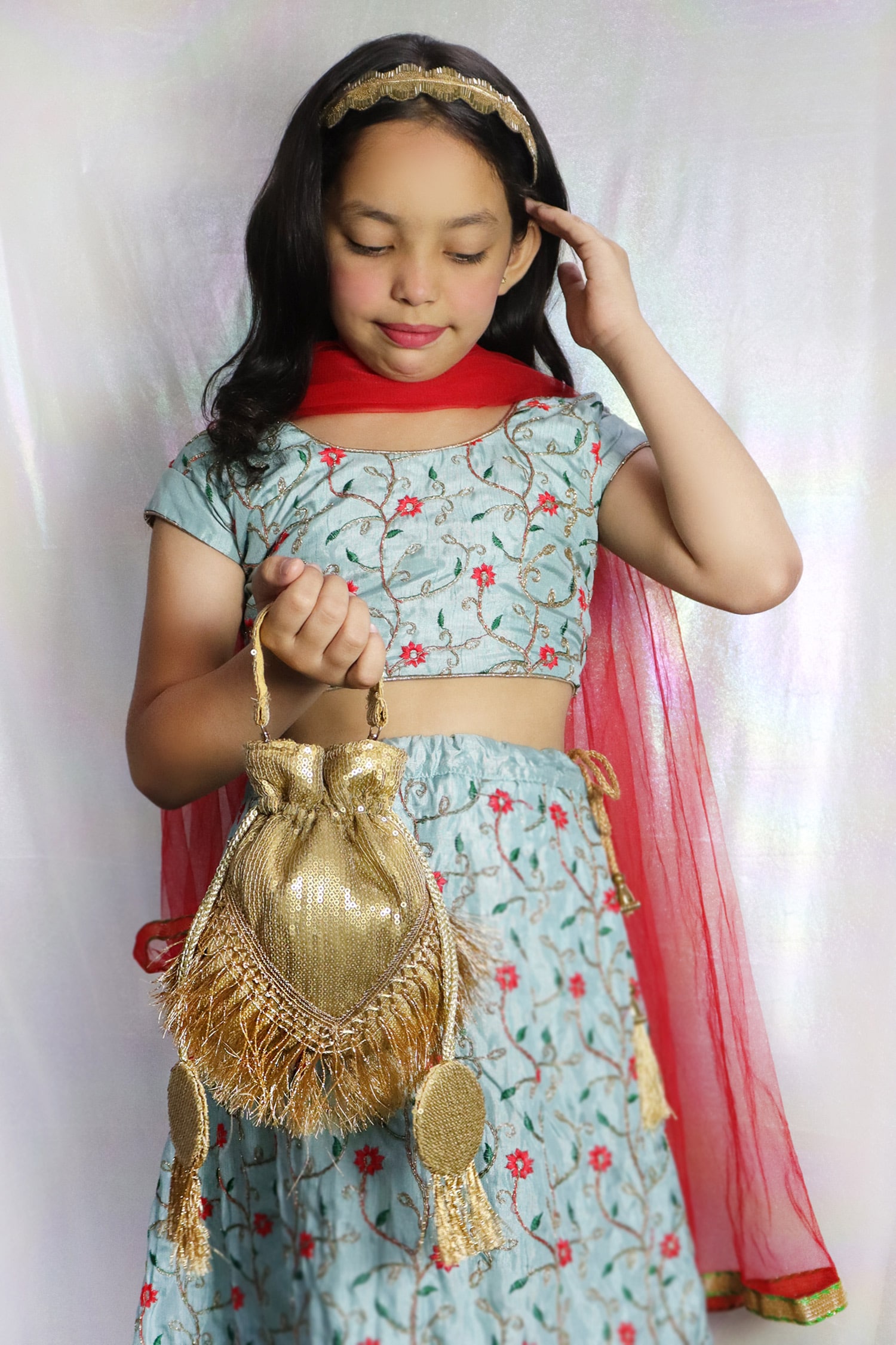 Buy Gold Embellished Sequin Potli Bag by Soho Boho Studio by Aarti ...