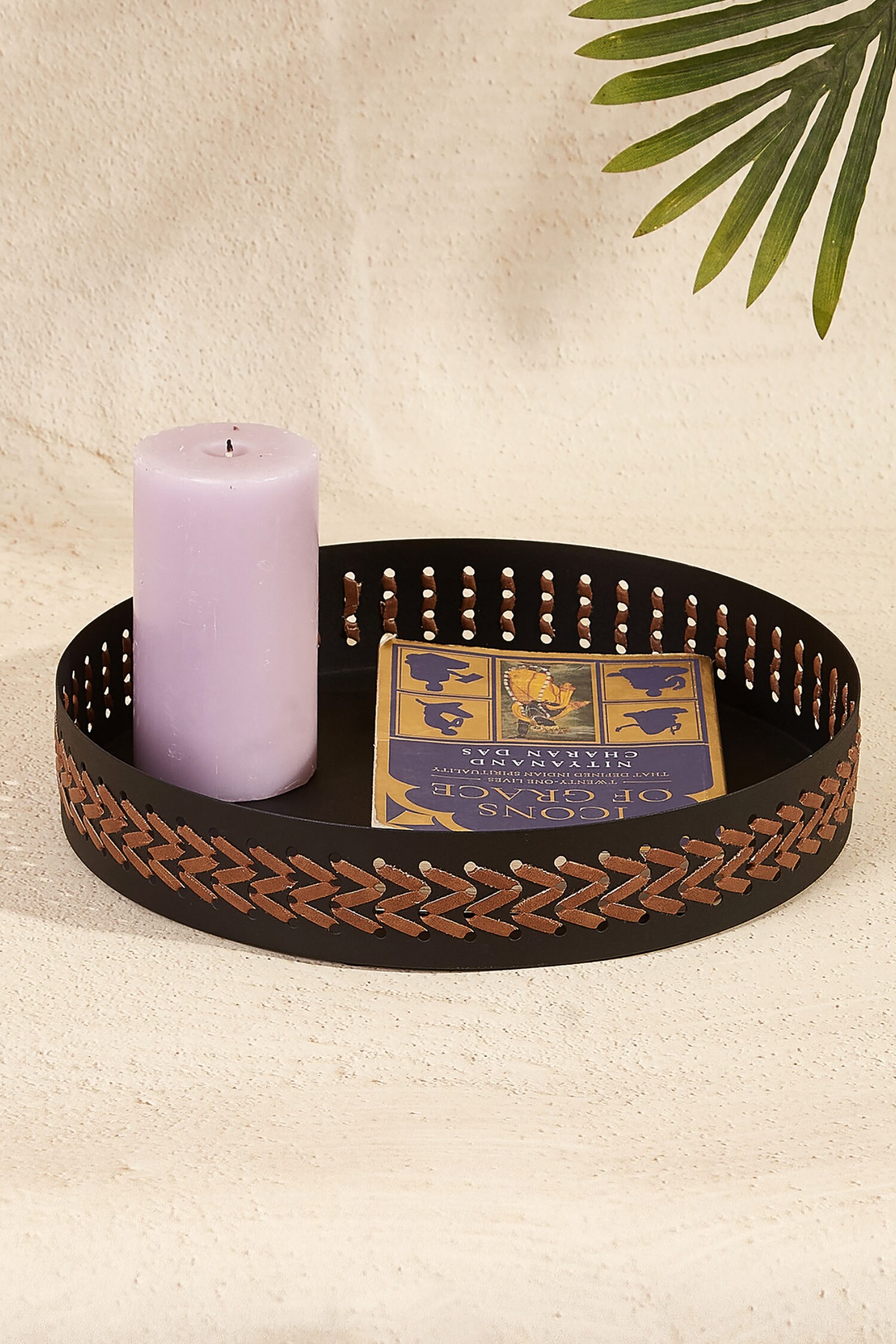 Buy Black Metal Woven Round Shaped Tray by Mason Home Online at Aza ...
