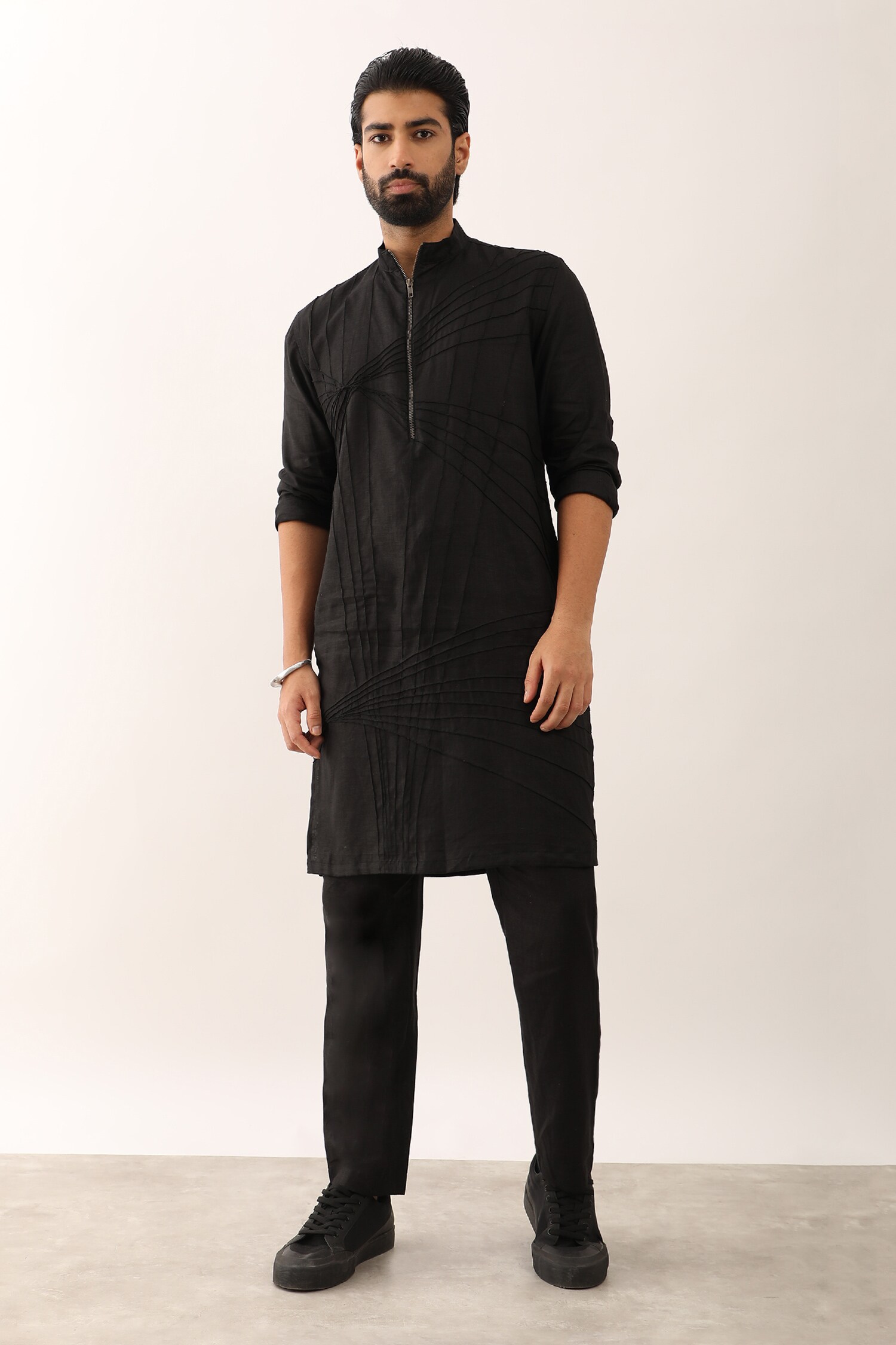 Buy Black 100% Linen Solid Tejas Shirt With Pant For Men by Son of A ...