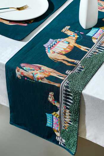 Buy Green 100% Cotton Printed Royal Opulence Camel Table Runner by Mid ...