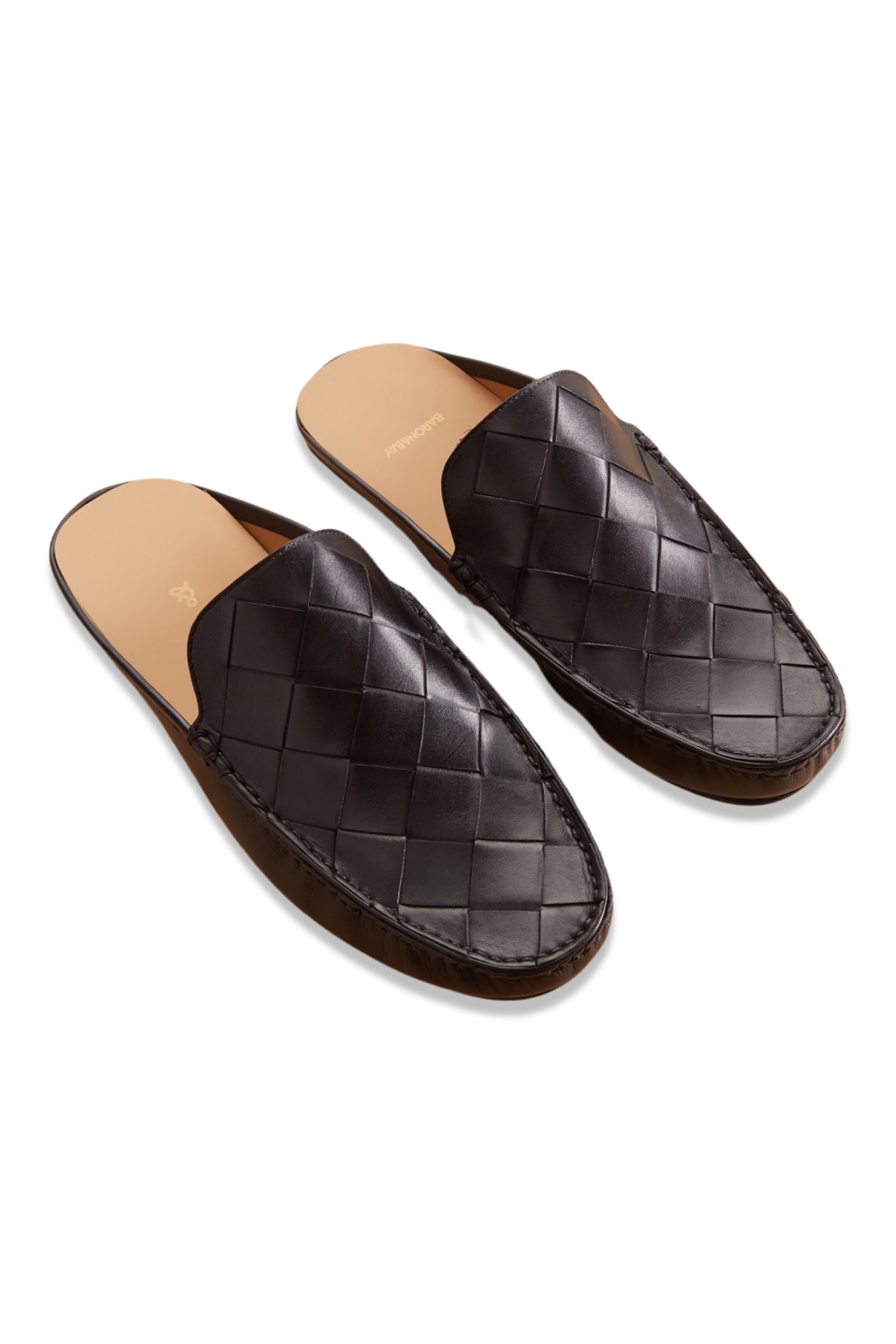 Buy Black Plain Arno Woven Backless Loafers For Men by Baron&Bay Online ...