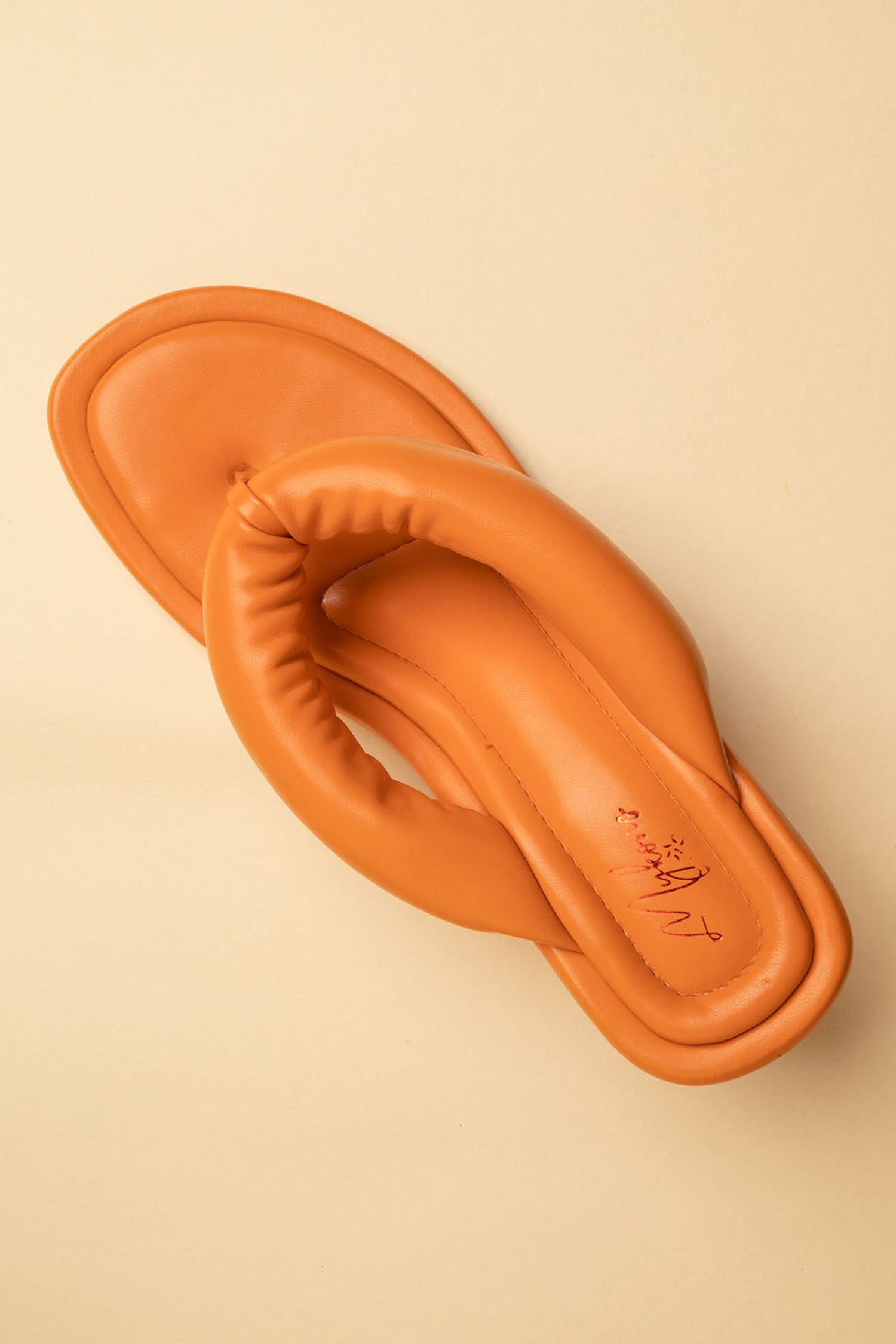 Buy Orange Poppy Slip On Spool Heels by MYKONO Online at Aza Fashions.