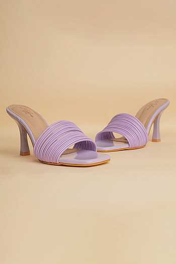 Buy Purple Peony Dome Coiled Strap Spool Heels by MYKONO Online at Aza ...