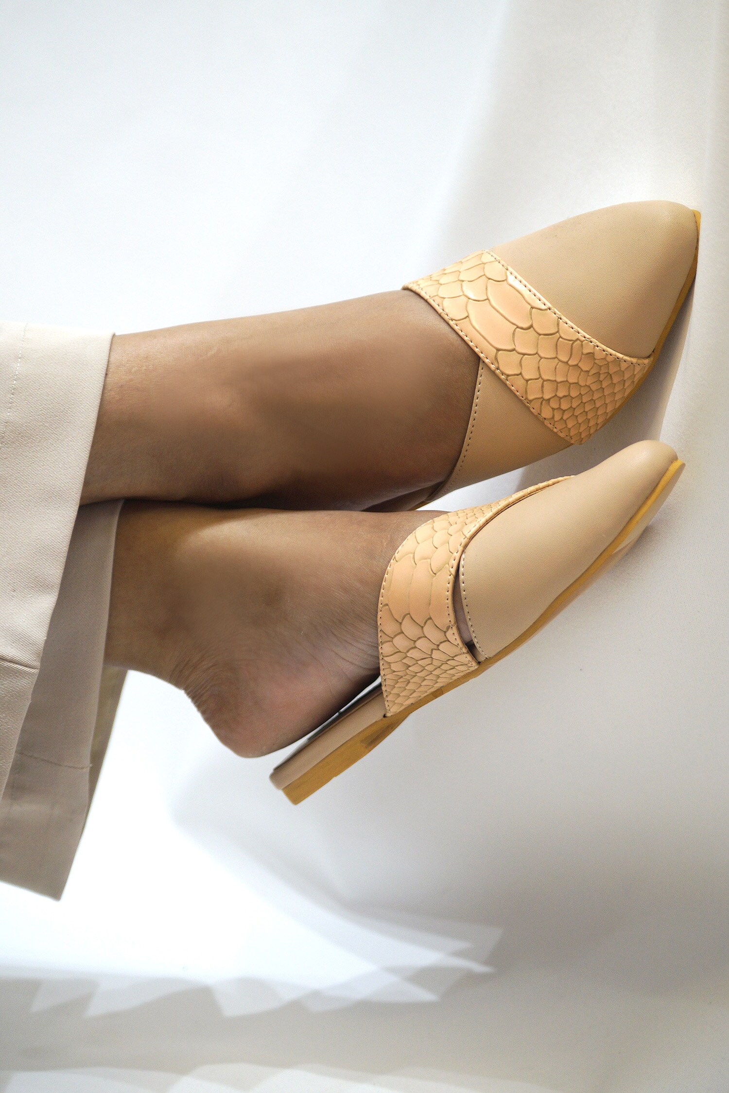 Buy Beige Woody Textured Strap Flats by Shradha Hedau Footwear Couture Online at Aza Fashions.