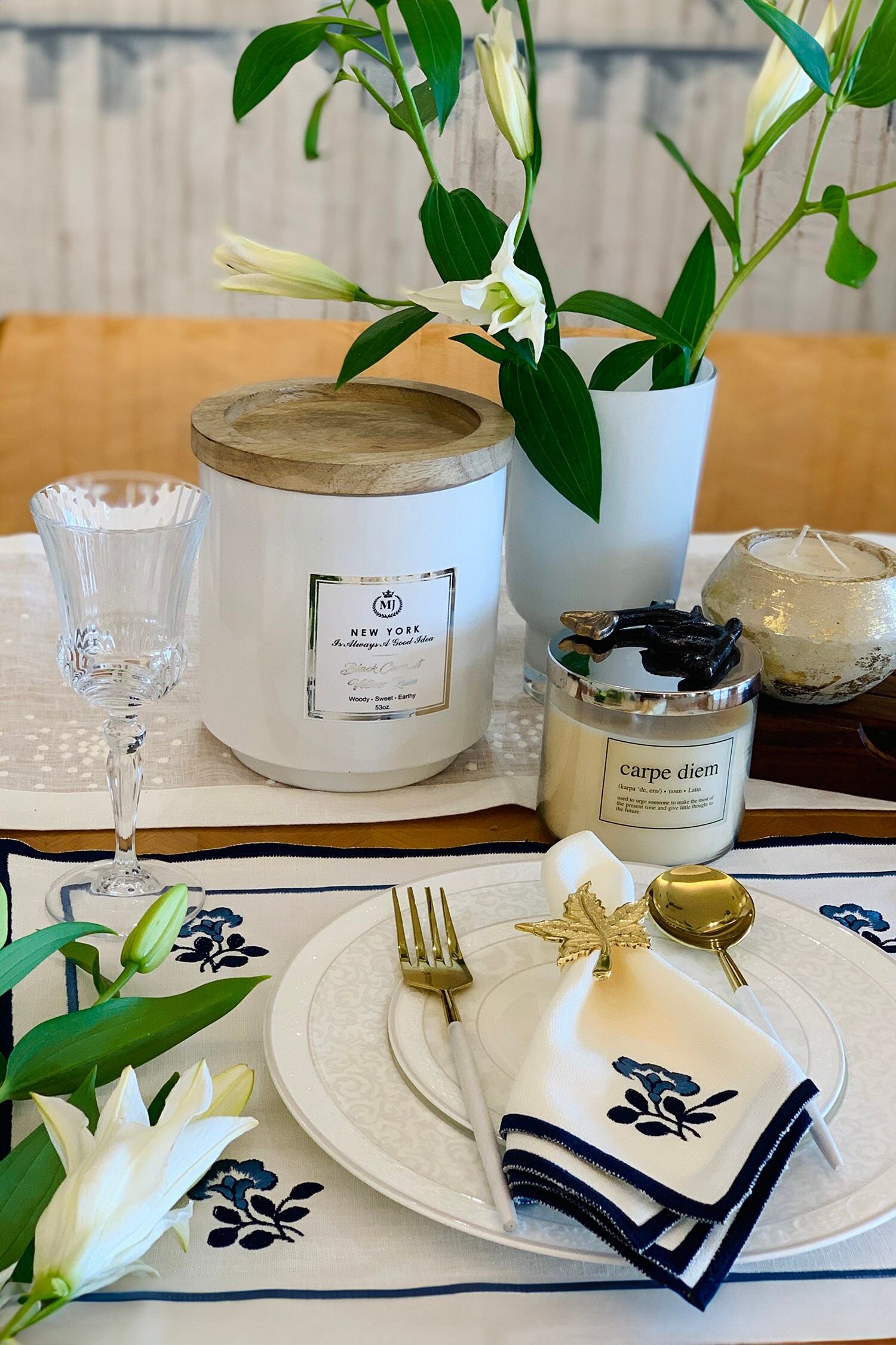 Buy Blue Cotton Linen Embroidered Floral 6 Pcs Table Mats by MJ Label Online at Aza Fashions.